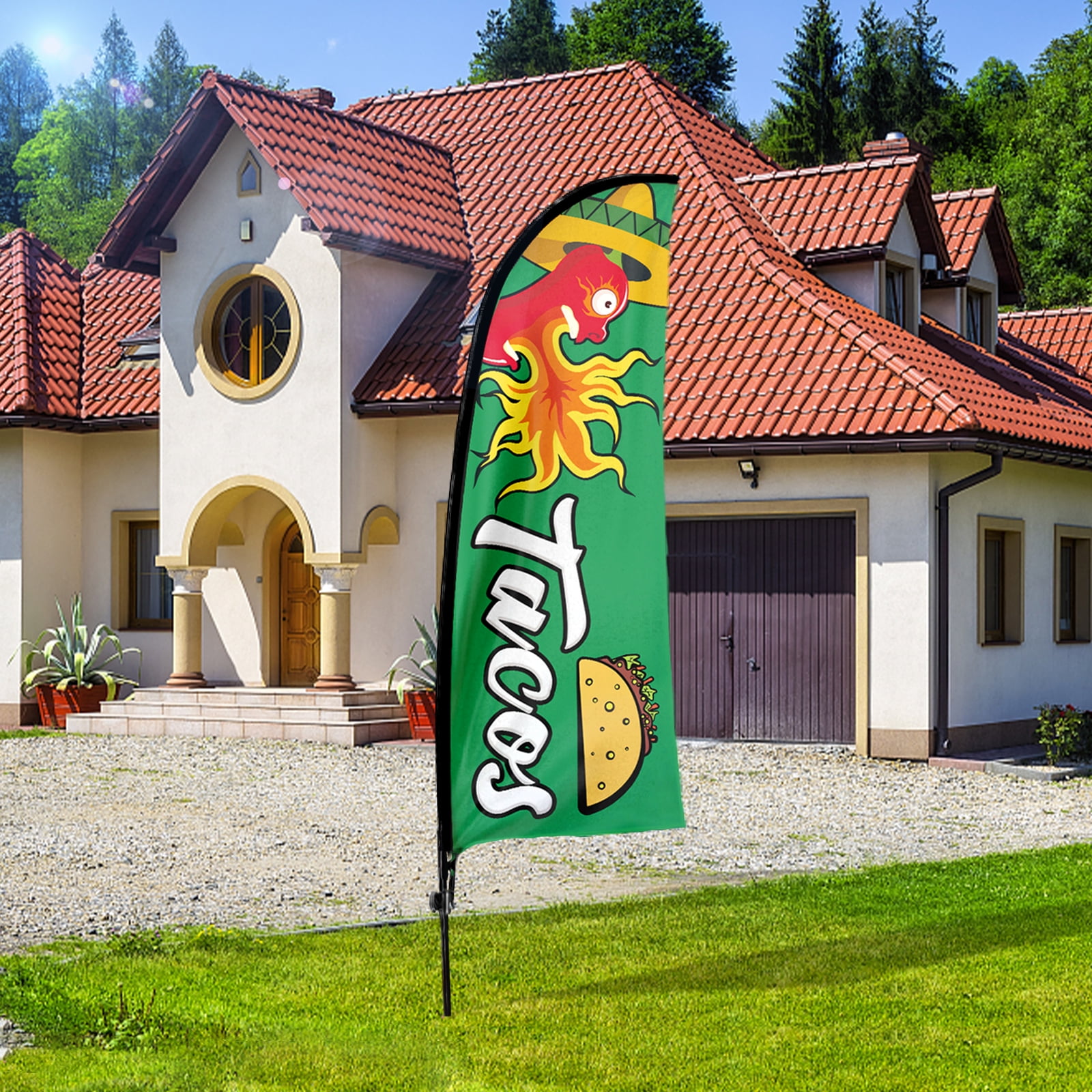 QSUM Mexican Tacos Themed Feather Flag, 7FT Mexican Food Advertising ...