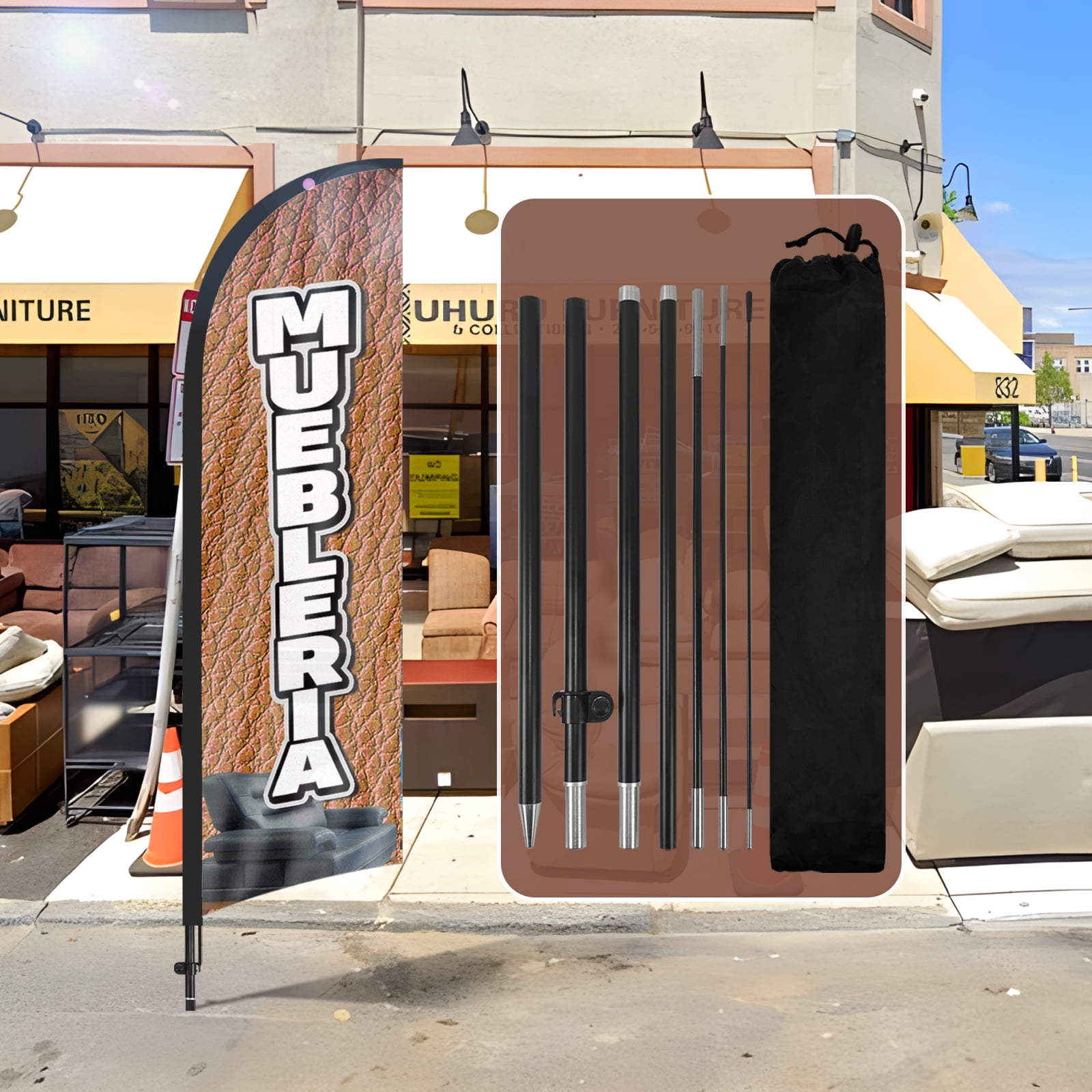 QSUM Muebleria Themed Swooper Flag, 7FT Muebleria Advertising Feather ...