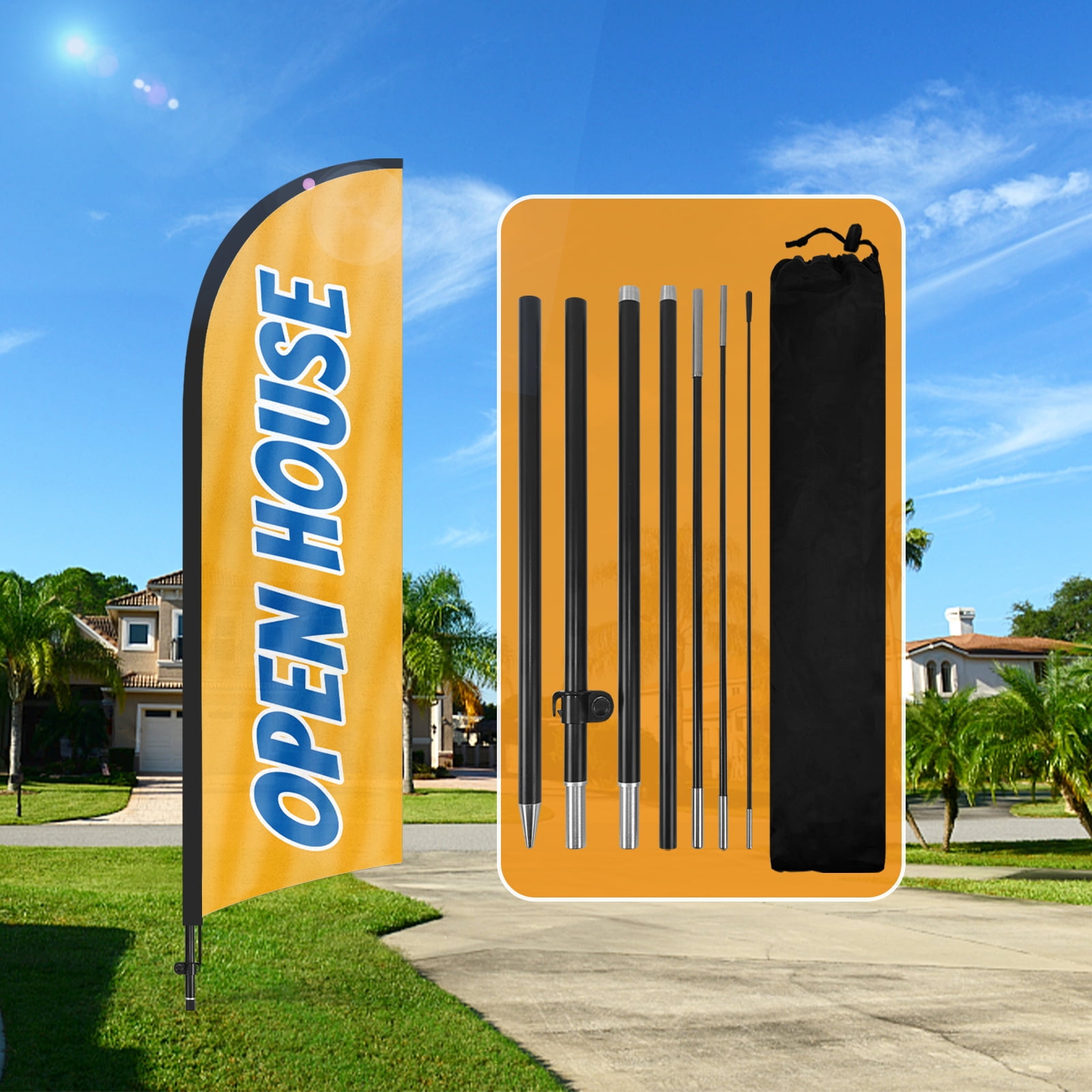 QSUM 7FT Open House Feather Flag Kit, Commercial Advertising Banner ...