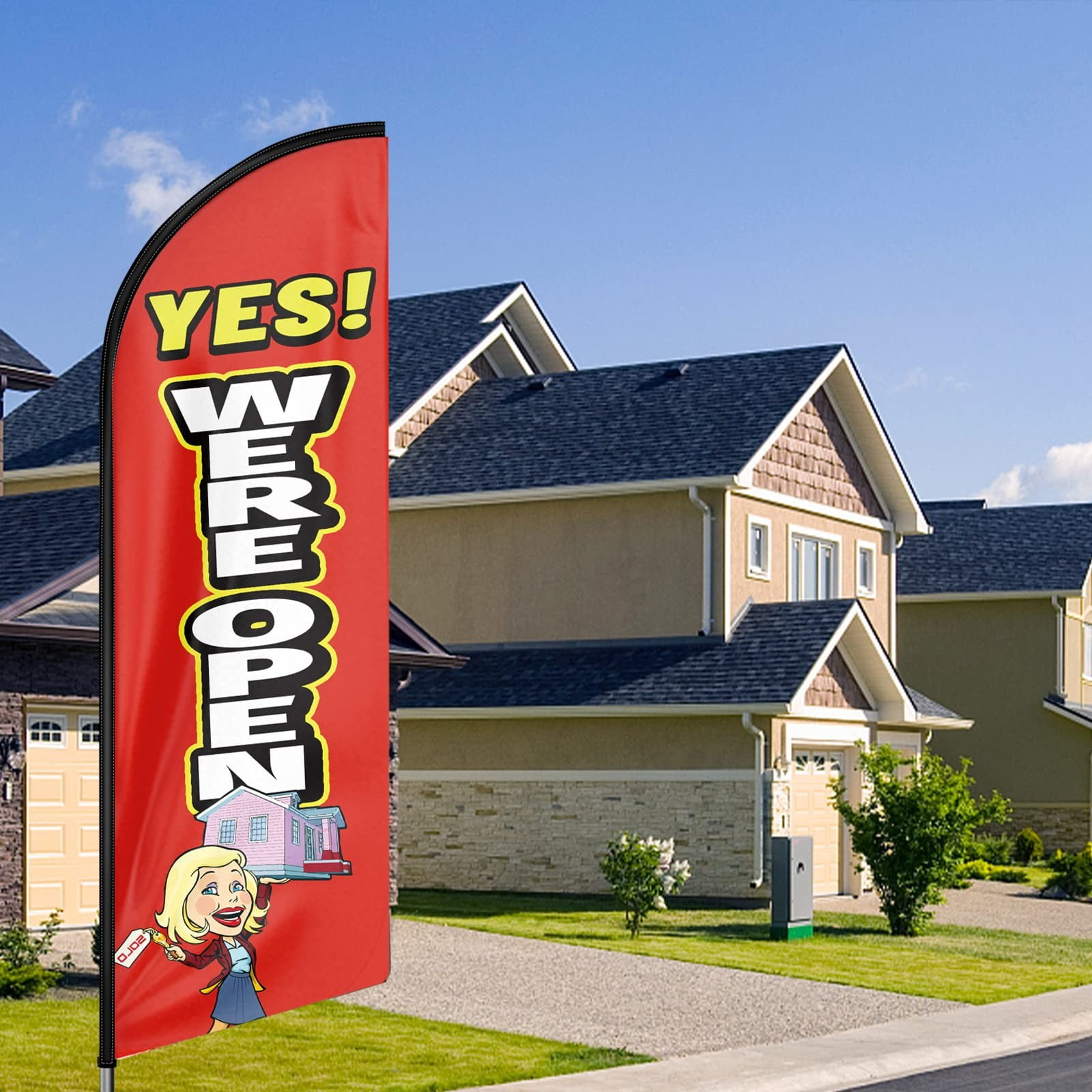 QSUM Open Sign Feather Flag,8FT Open Outdoor Advertising Flag, Open ...