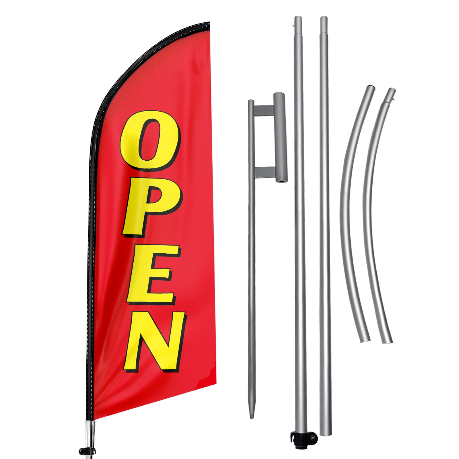 QSUM Open Sign Feather Flag with Pole Kit,11FT Open Decoration Display ...