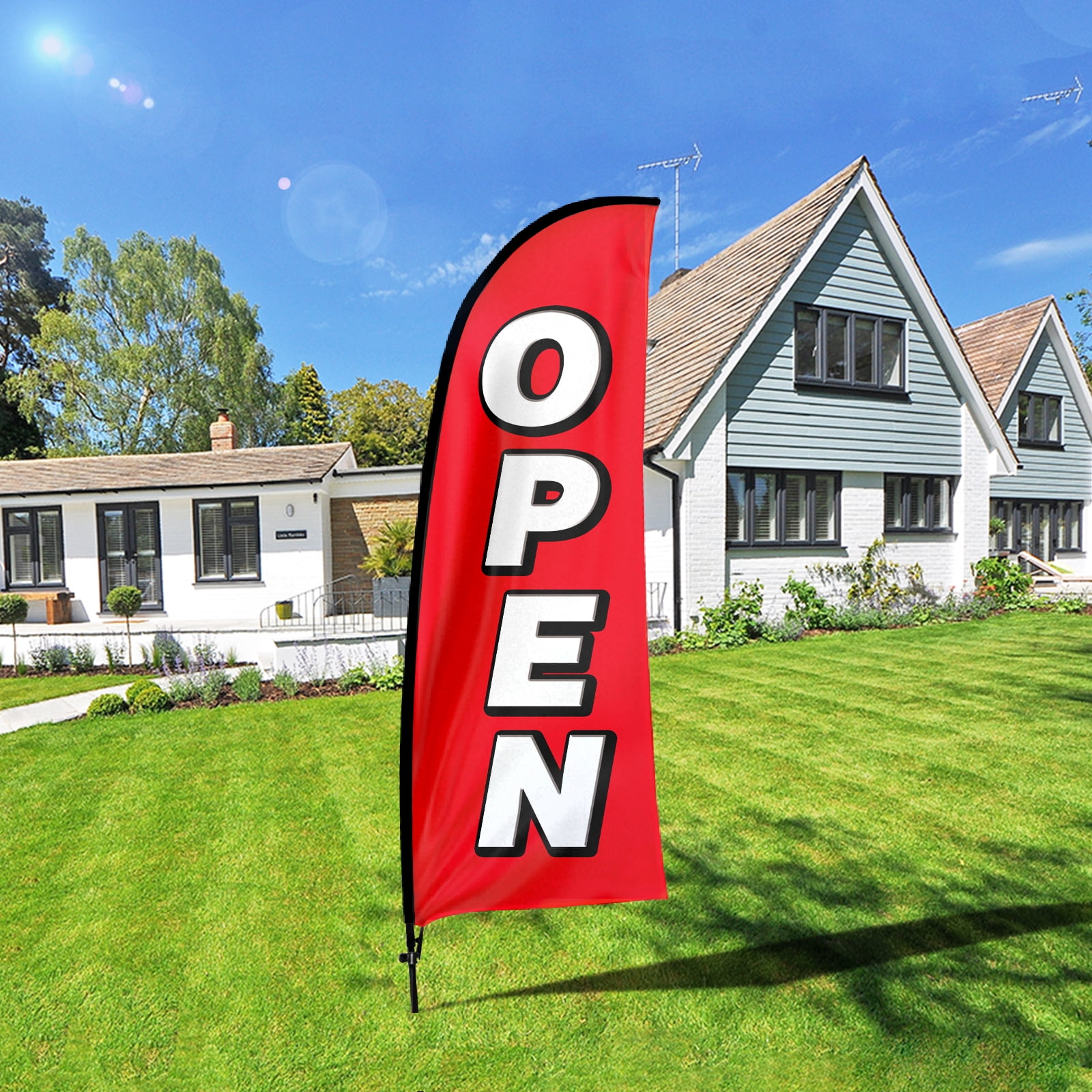 QSUM Open Sign Feather Flag with Pole Kit,7FT Open Decoration Display ...