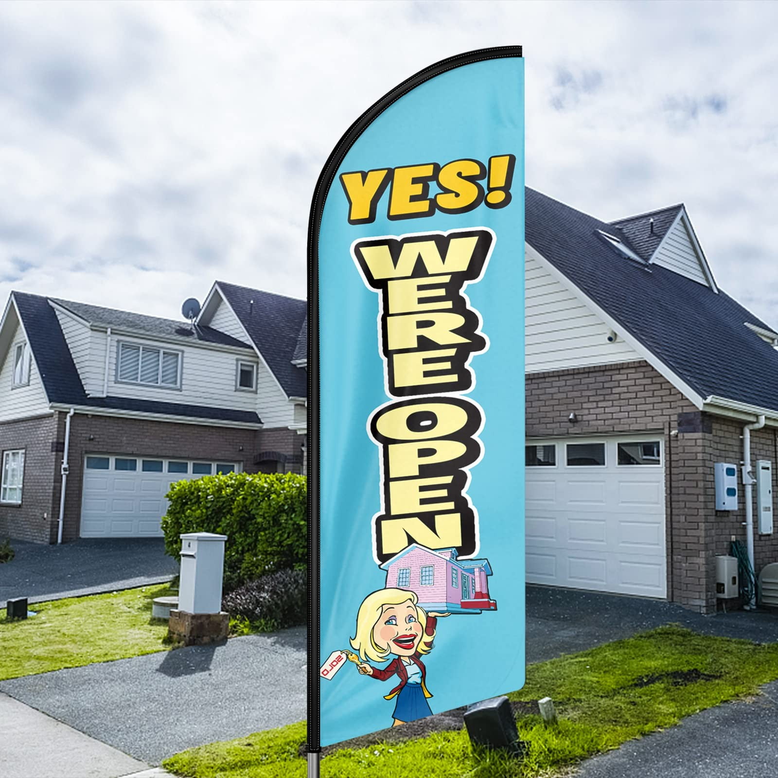 QSUM Open Themed Swooper Flag, 8 FT Open Signs Featehr Flag, Open ...