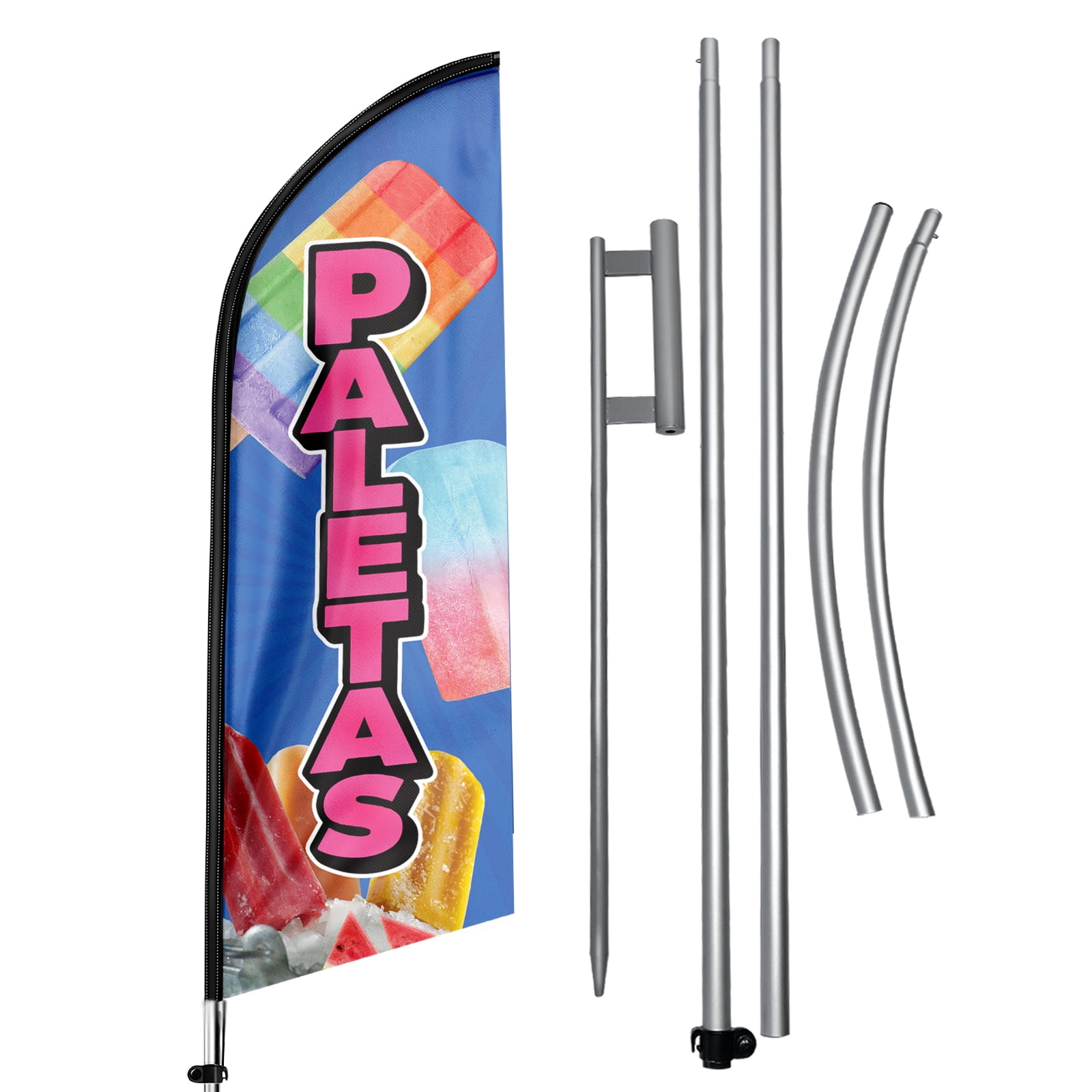 QSUM Paletas Sign Feather Flag with Pole Kit,11FT Paletas Decoration ...
