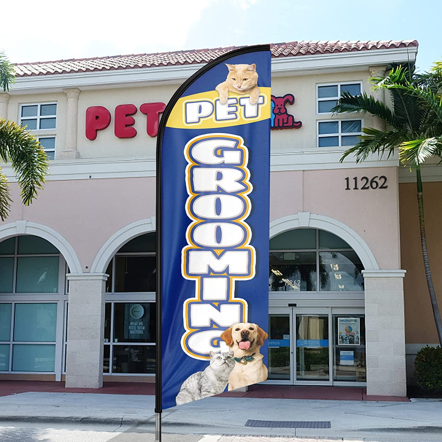 QSUM Pet Grooming Feather Flag , 8FT Pet Grooming Signs for Business ...