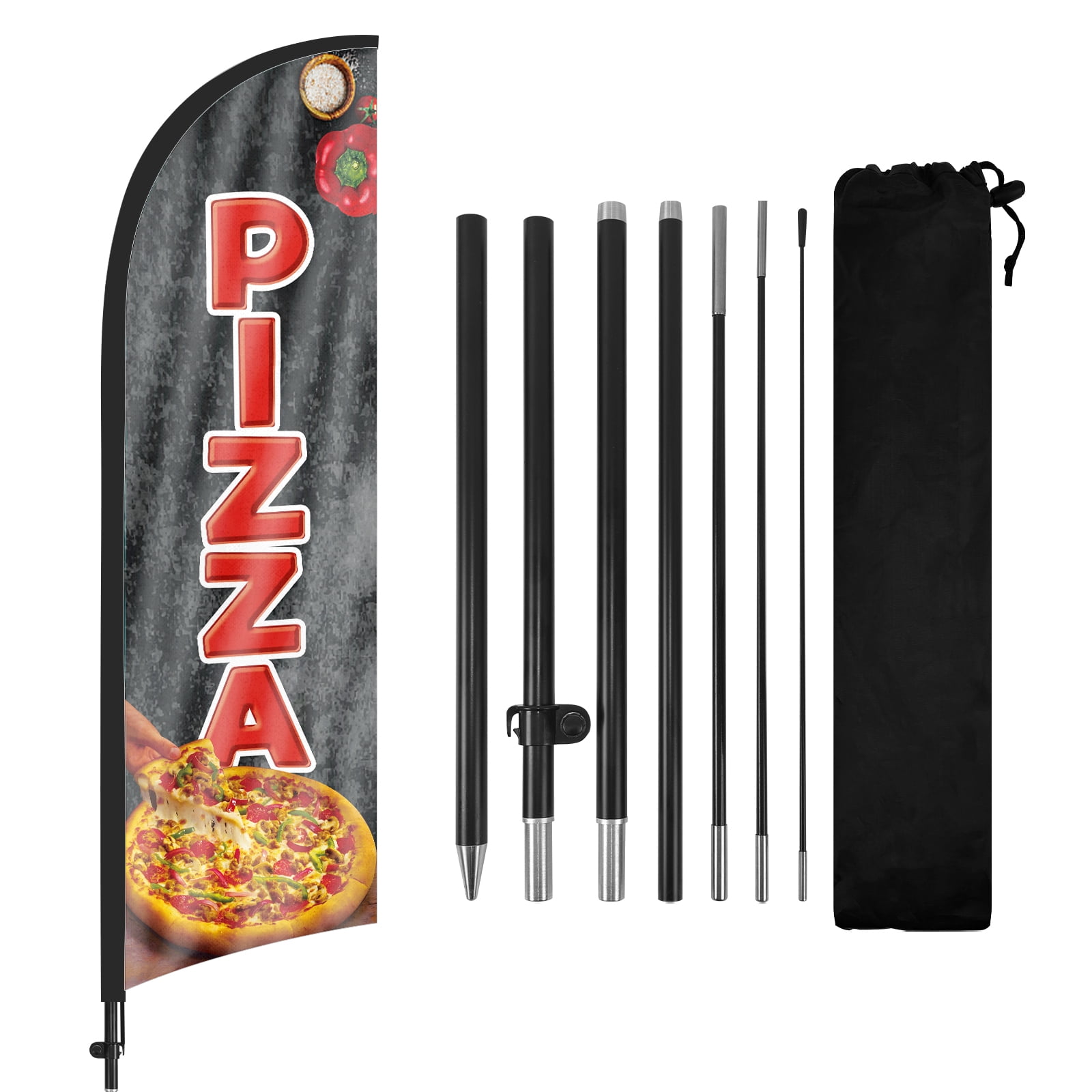 QSUM Pizza Feather Flag with Flag Pole Kit and Ground Spike, 8.2FT ...