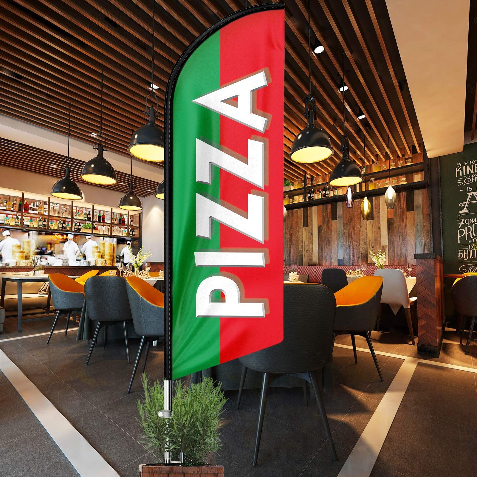 QSUM Pizza Sign Feather Flag,8FT Pizza outdoor advertising flag, Pizza ...