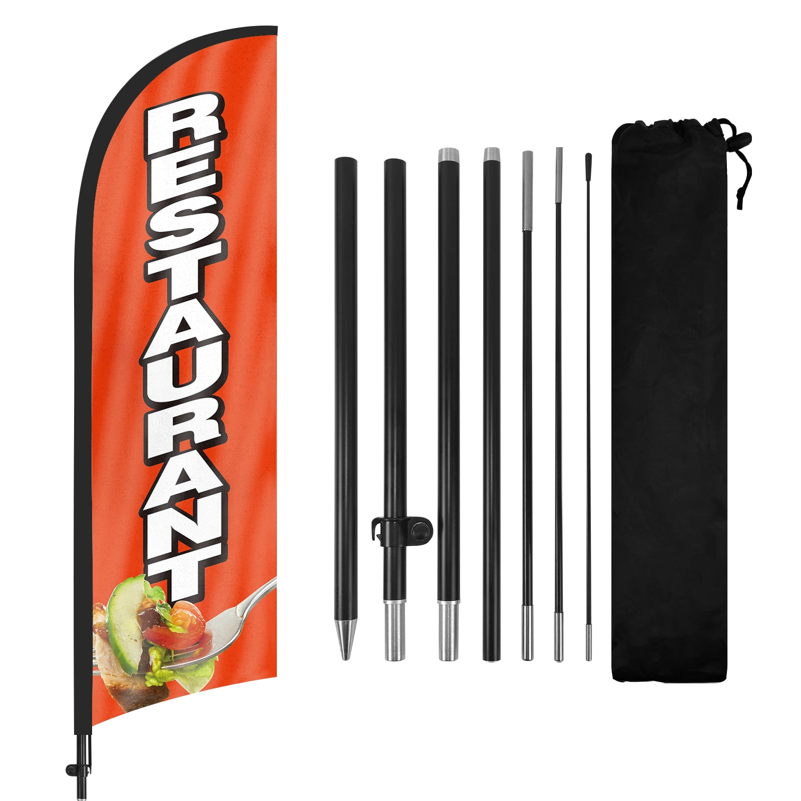 QSUM Restaurant Feather Flag with Flag Pole Kit and Ground Spike, 8.2FT ...