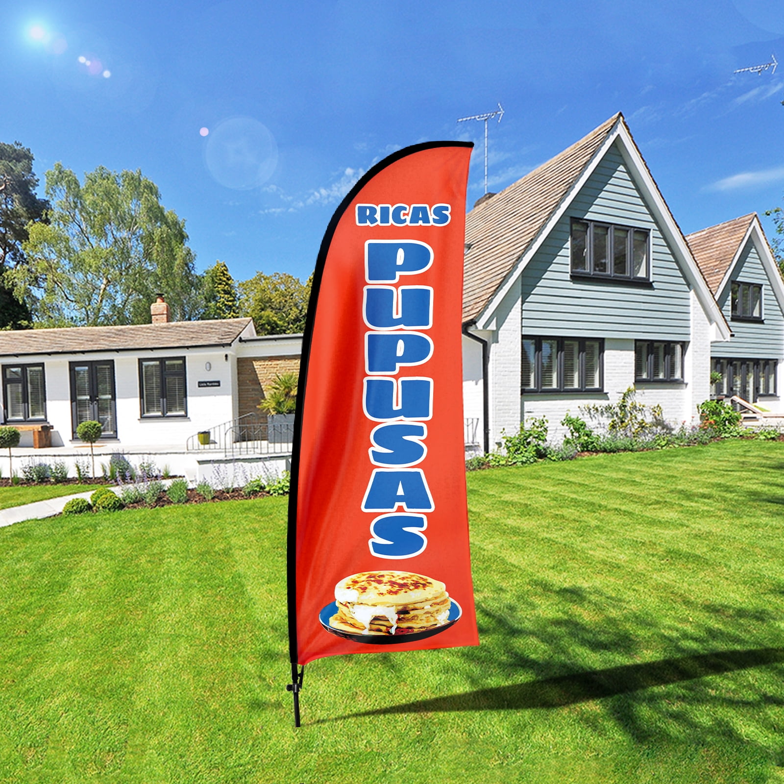 QSUM Ricas Pupusas Sign Feather Flag with Pole Kit,7FT Ricas Pupusas ...