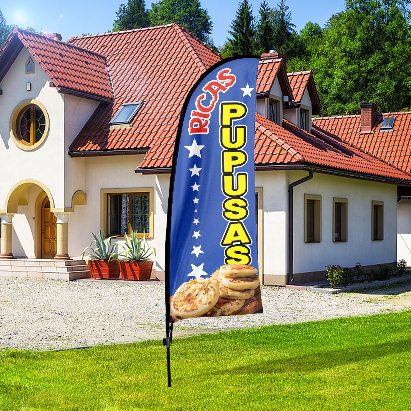 QSUM Ricas Pupusas Sign Feather Flag with Pole Kit,7FT Ricas Pupusas ...