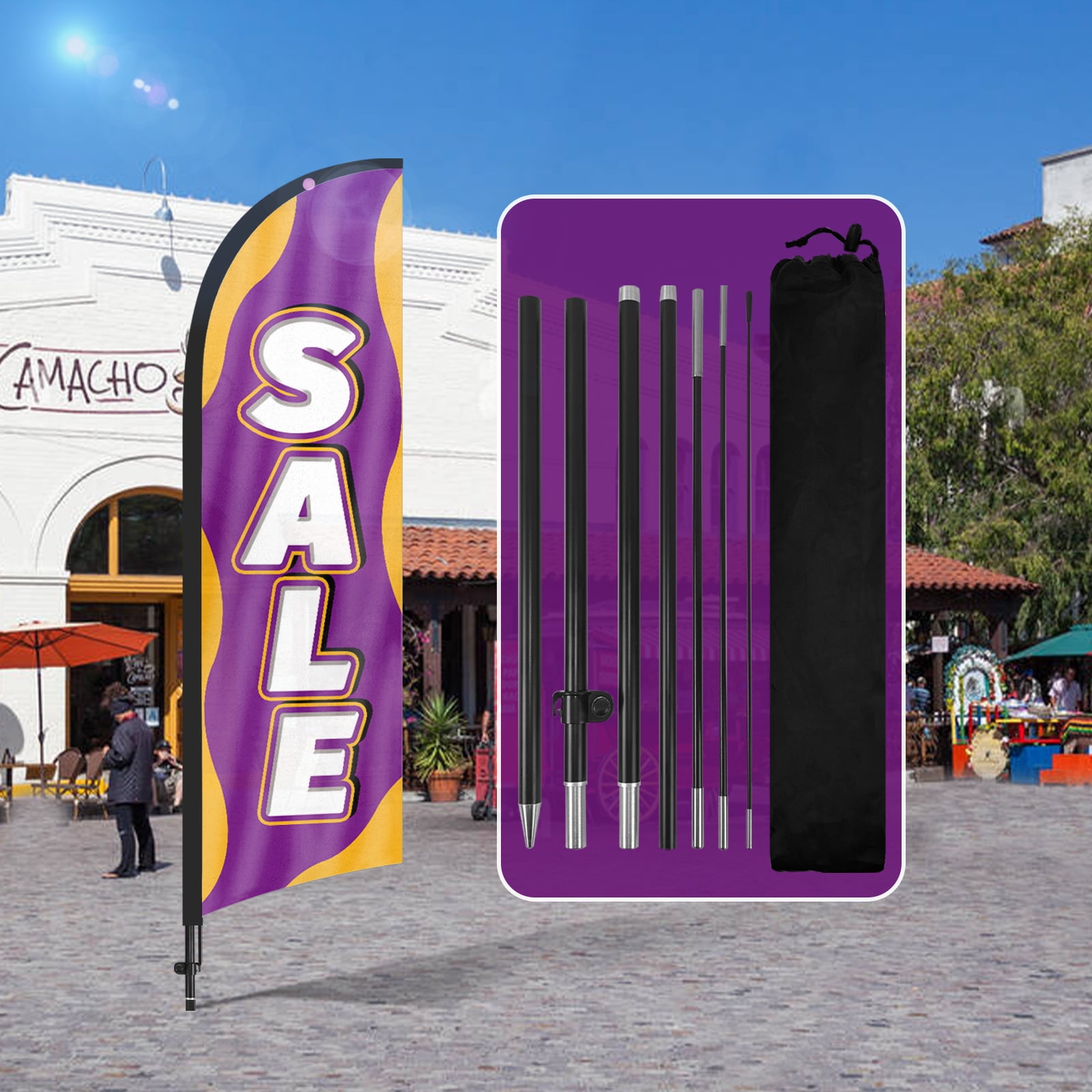 QSUM Sale Sign Feather Flag with Pole Kit,7FT Sale Decoration Display ...