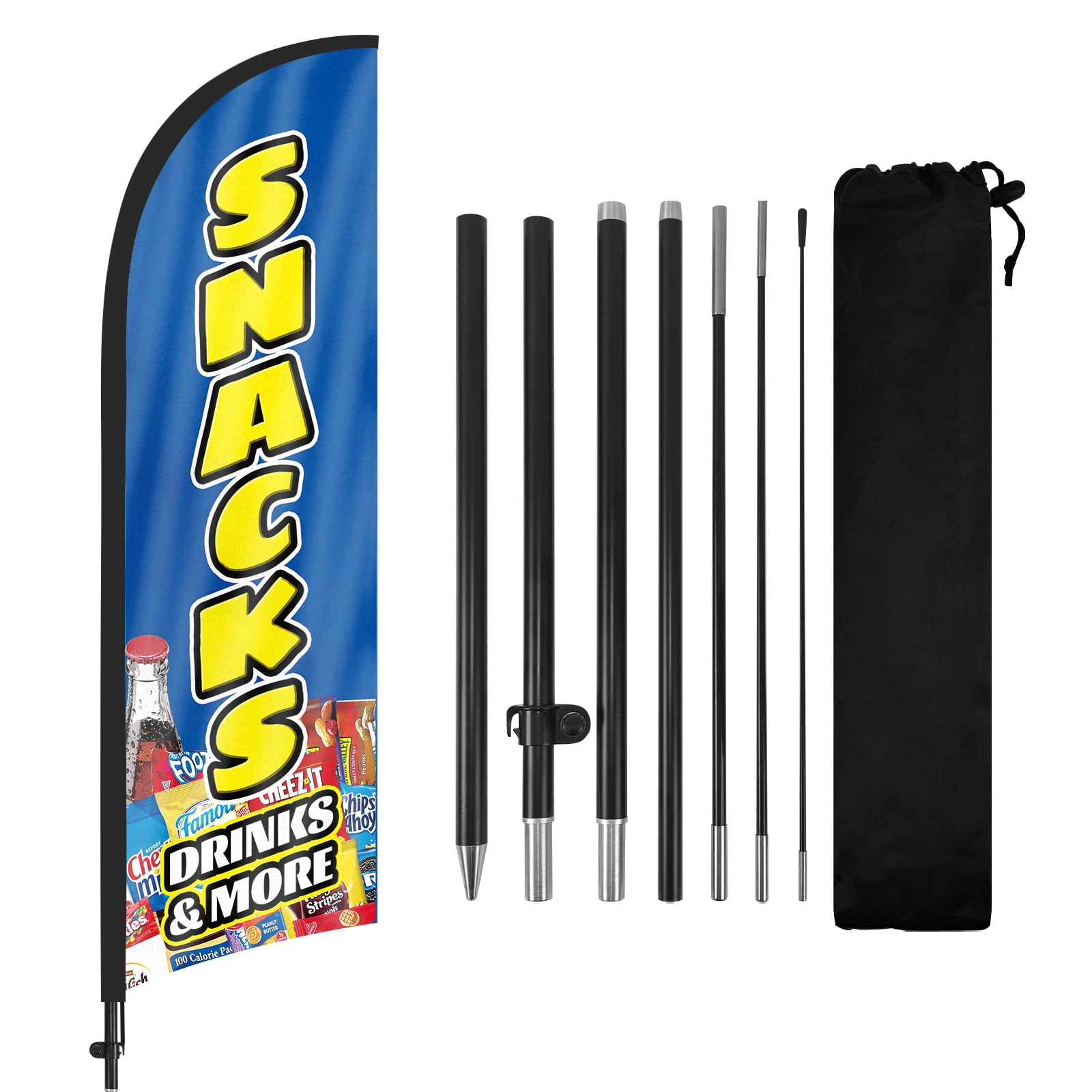 QSUM Snacks And Beverages Feather Flag with Flag Pole Kit and Ground ...
