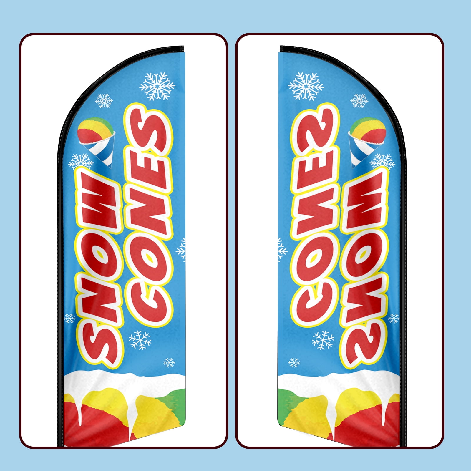 Qsum Snow Cones Feather Flag, 8FT Outdoor Advertising Banner, Flag Only ...