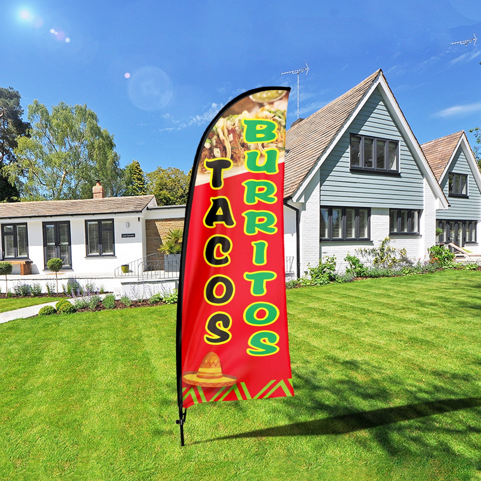 QSUM Tacos Burritos Flag Kit,7FT Mexican Restaurant Advertising Banner ...