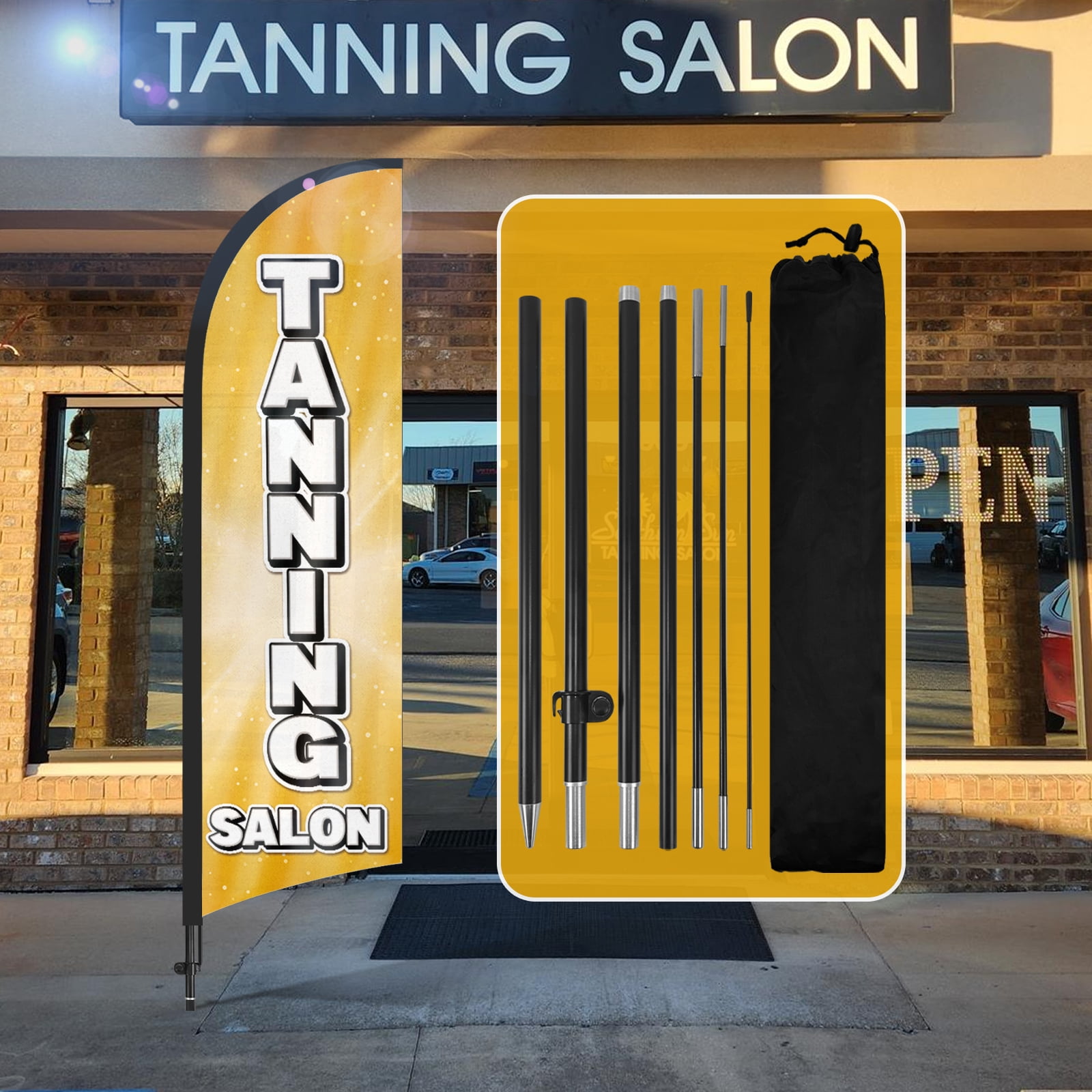 QSUM Tanning Salon Sign Feather Flag with Pole Kit,8.2FT Tanning Salon ...