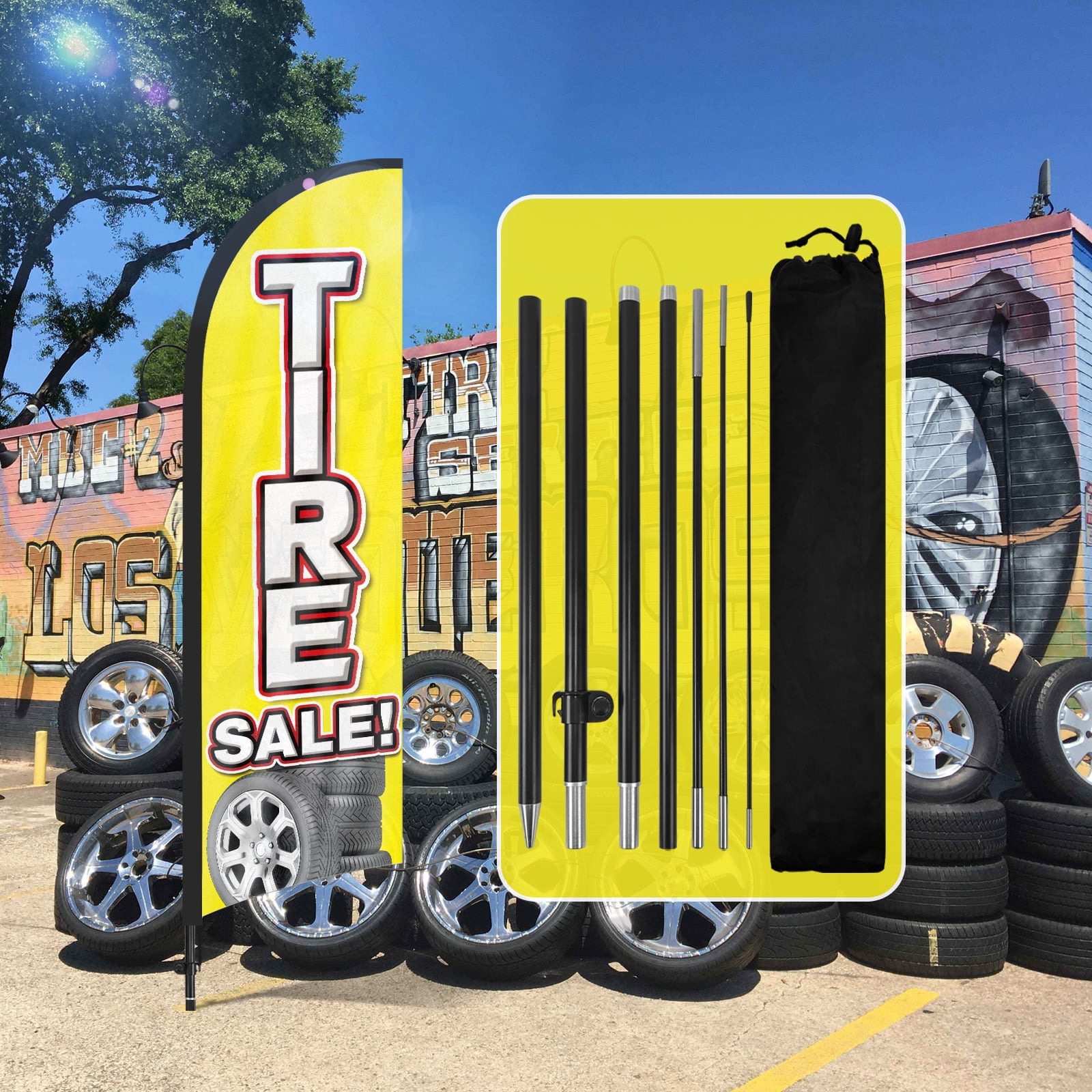 QSUM Tire Sale Advertising Swooper Flag Sign, Tire Sale Feather Flag ...