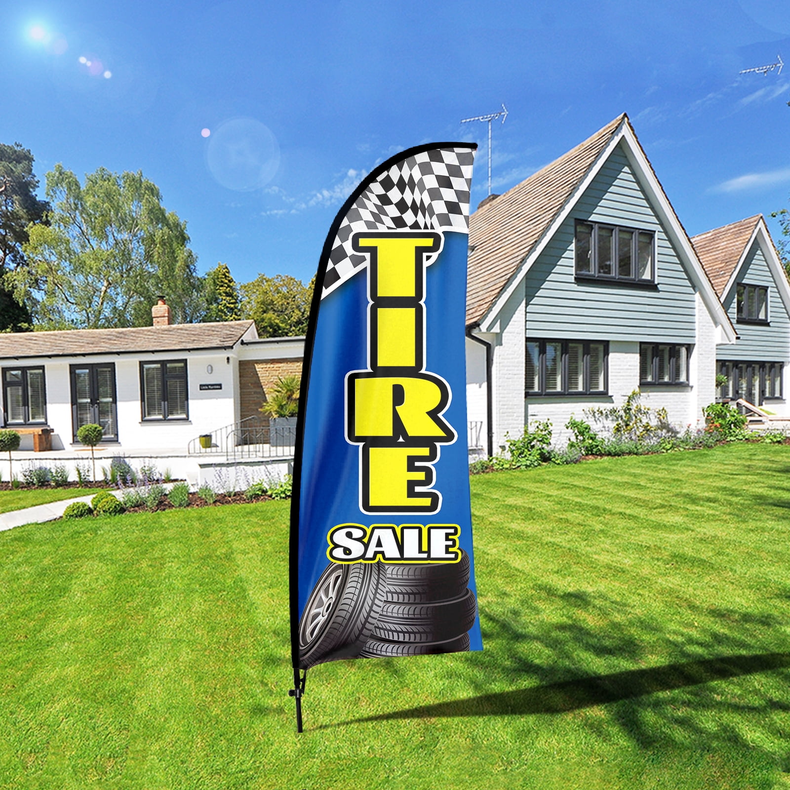 QSUM Tire Sale Business Flag With Pole Kit , Tire Sale Advertising ...