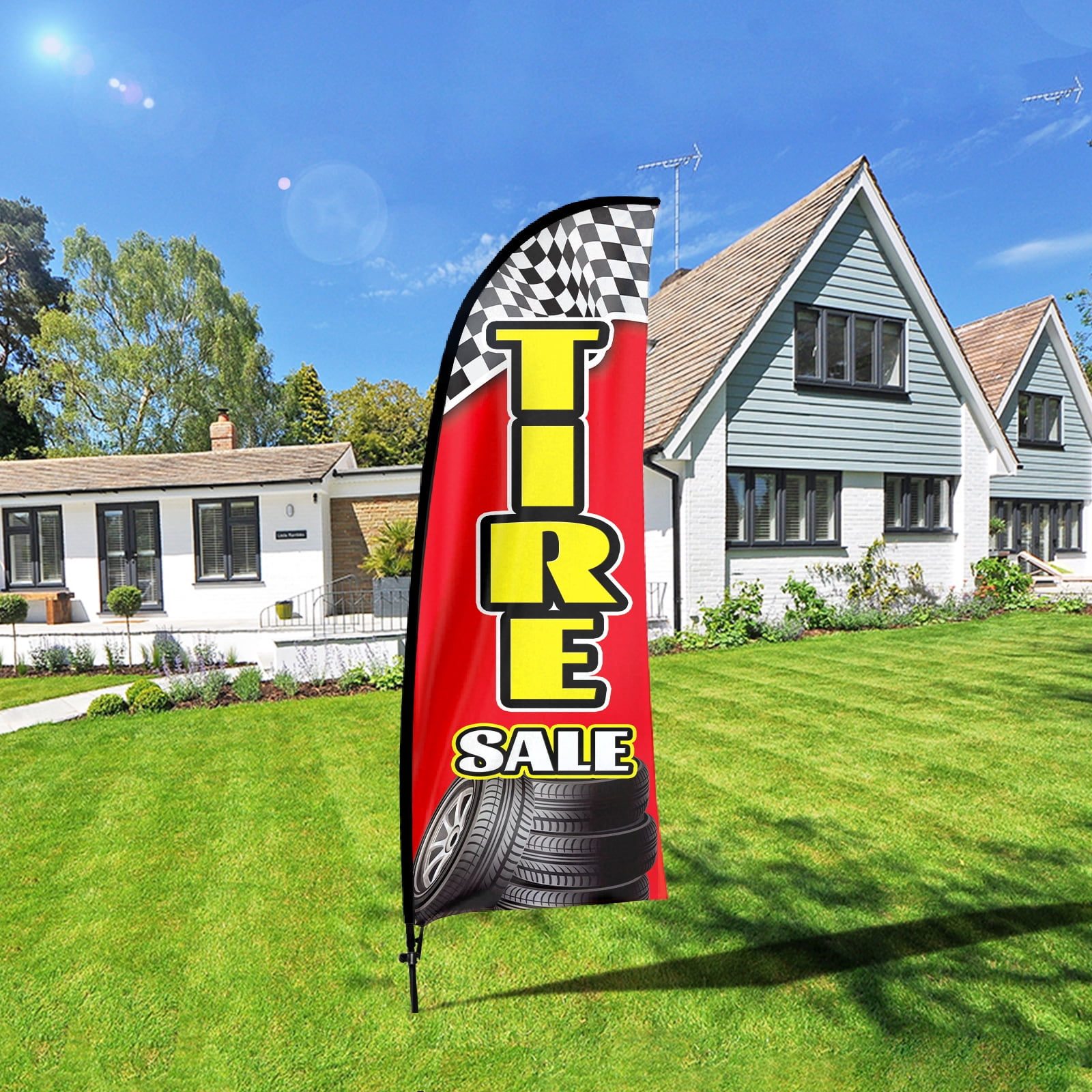 QSUM Tire Sale Sign Feather Flag with Pole Kit,7FT Tire Sale Decoration ...