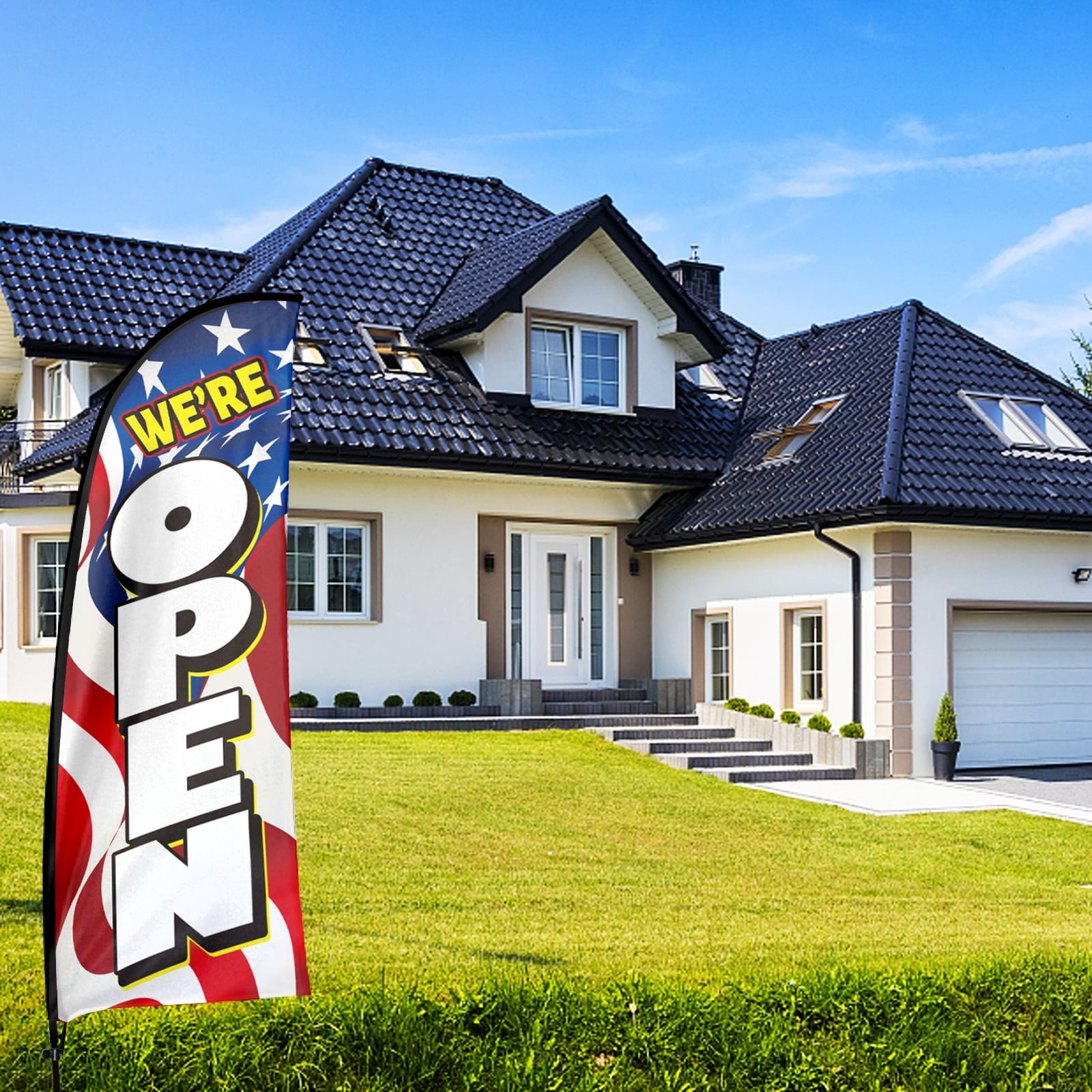 QSUM We're Open Feather Flag Kit,7FT Shop Advertising Banner, Store ...