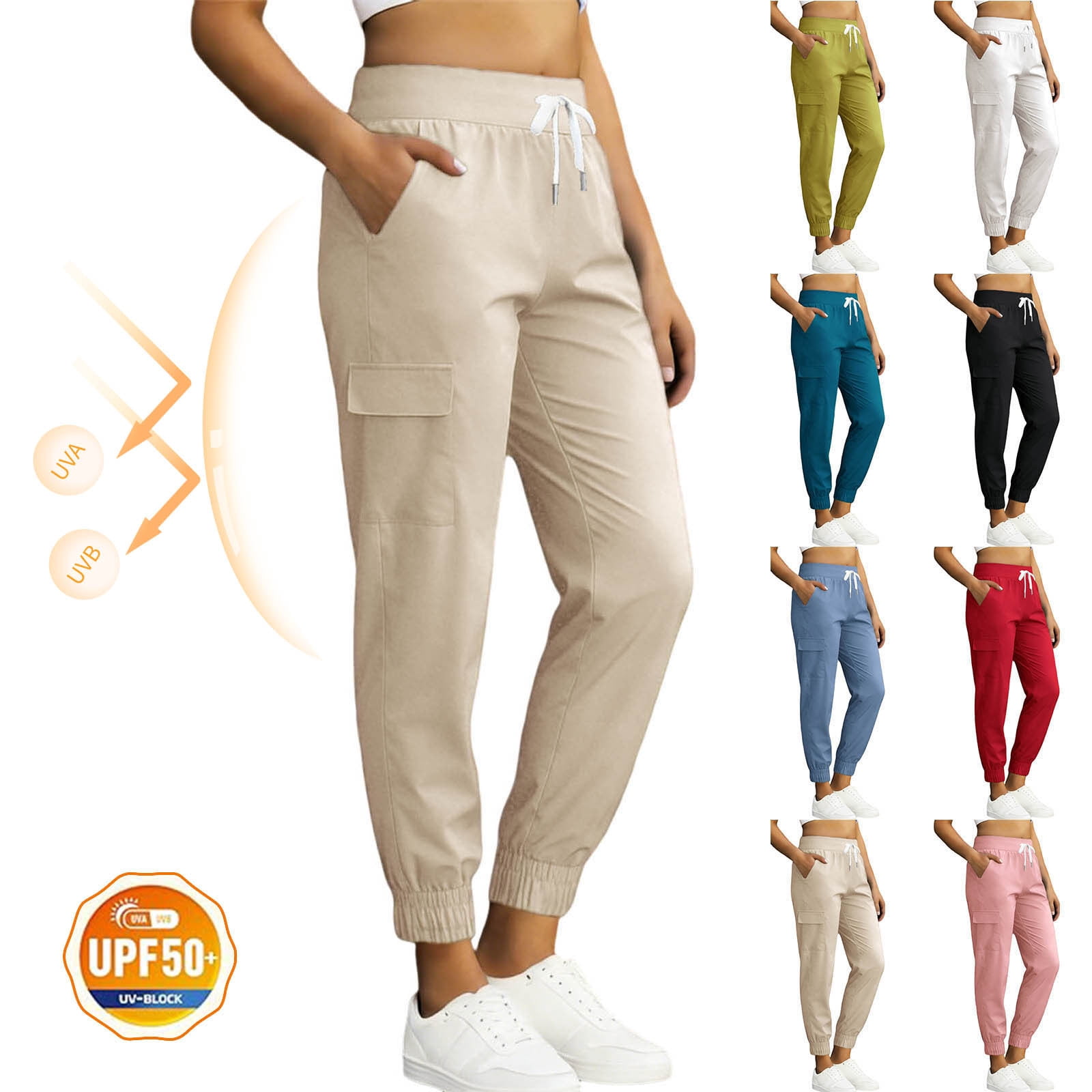 QSXADF Women's Hiking Pants UPF 50+ Sport Pants Solid Color UPF 50 ...