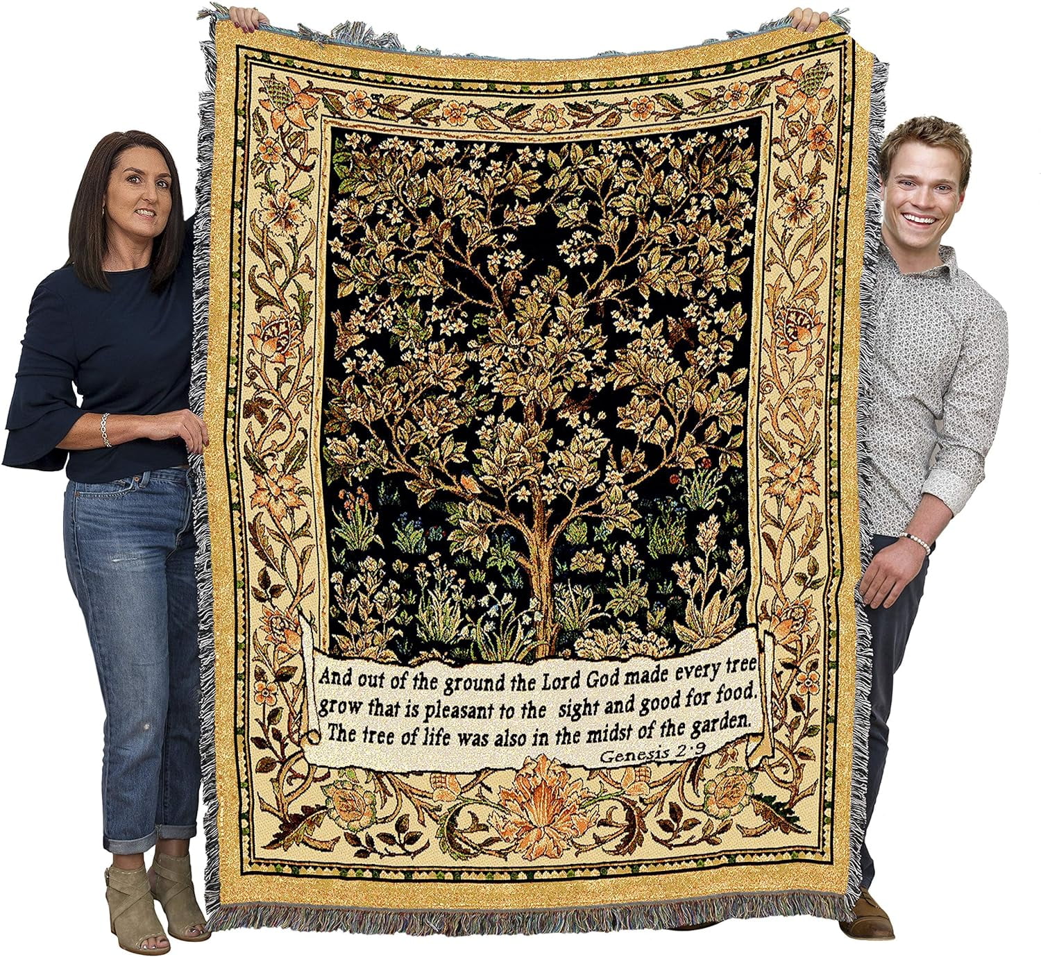QSZS William Morris Tree of Life Scriptures Genesis 2:9 Blanket - Arts ...