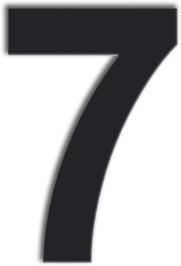 QT Modern House Number - LARGE 8 Inch BLACK - Stainless Steel (Number 7 ...