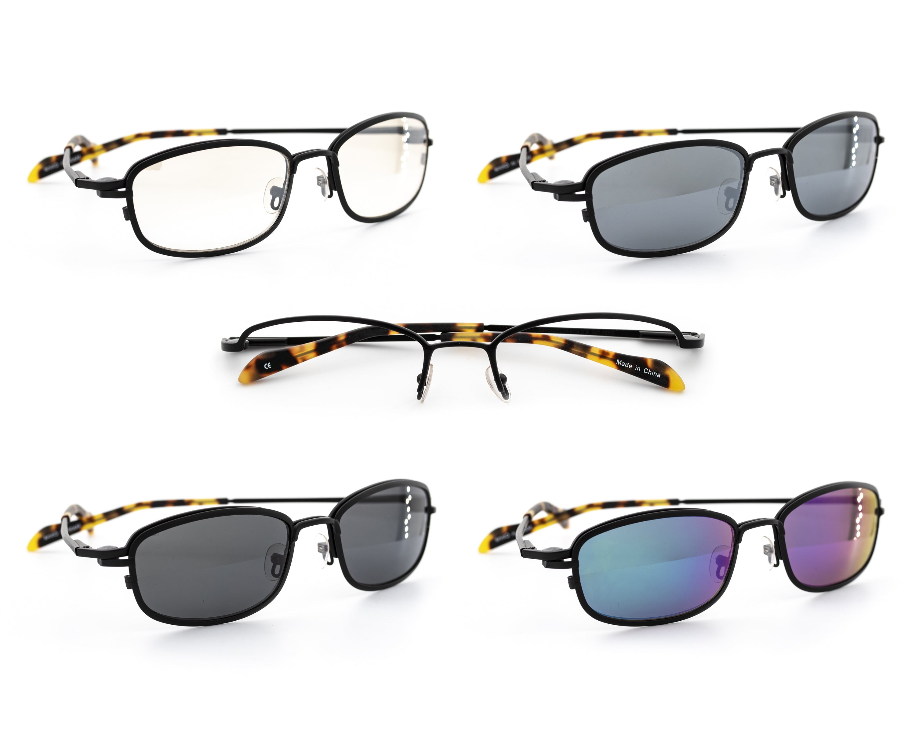 QT-SUN Spex Oval - Kit Pack - 1 Frame w/ 4 Fashionable Magnetic Clip-On ...