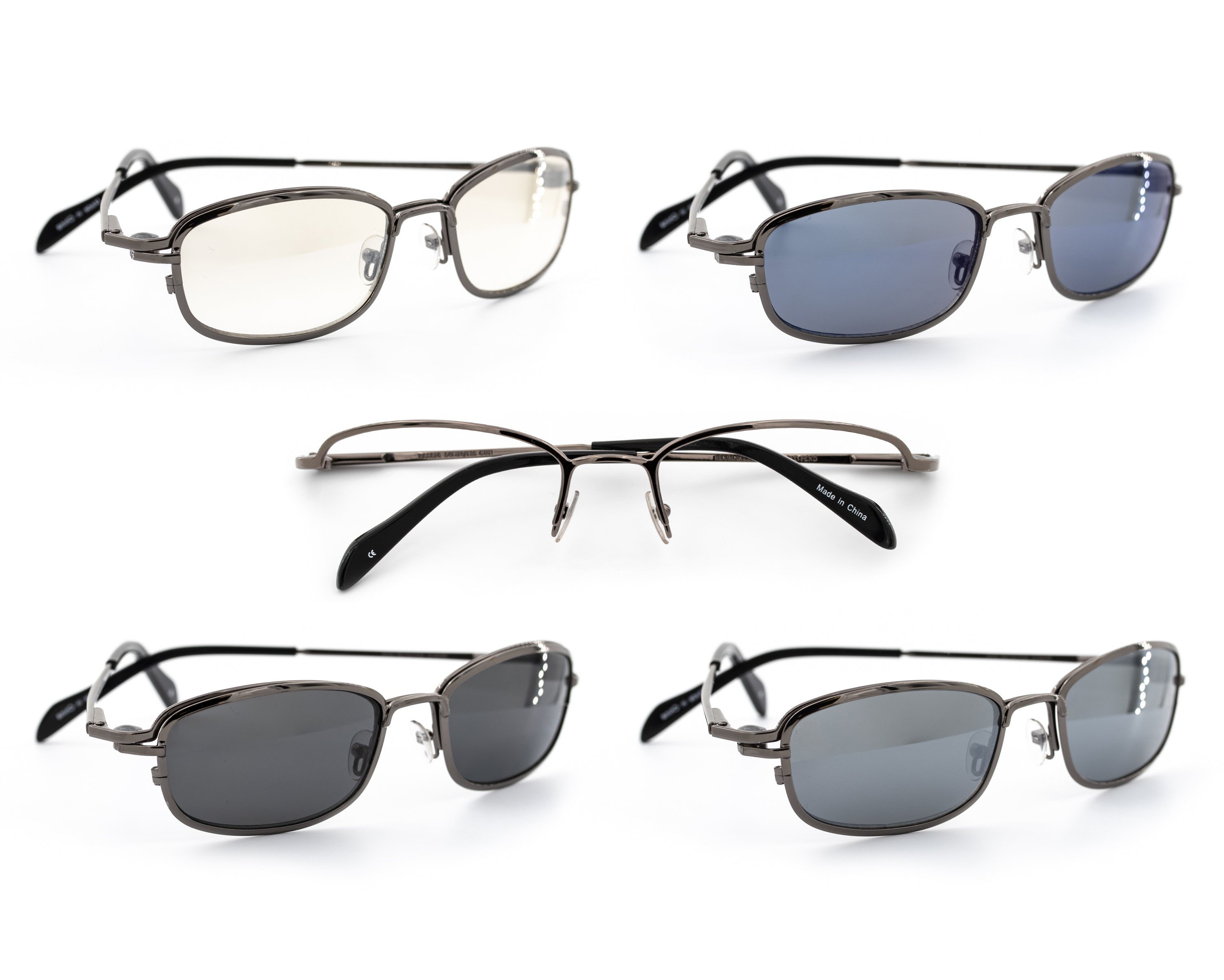 QT-SUN Spex Oval - Kit Pack - 1 Frame w/ 4 Fashionable Magnetic Clip-On ...