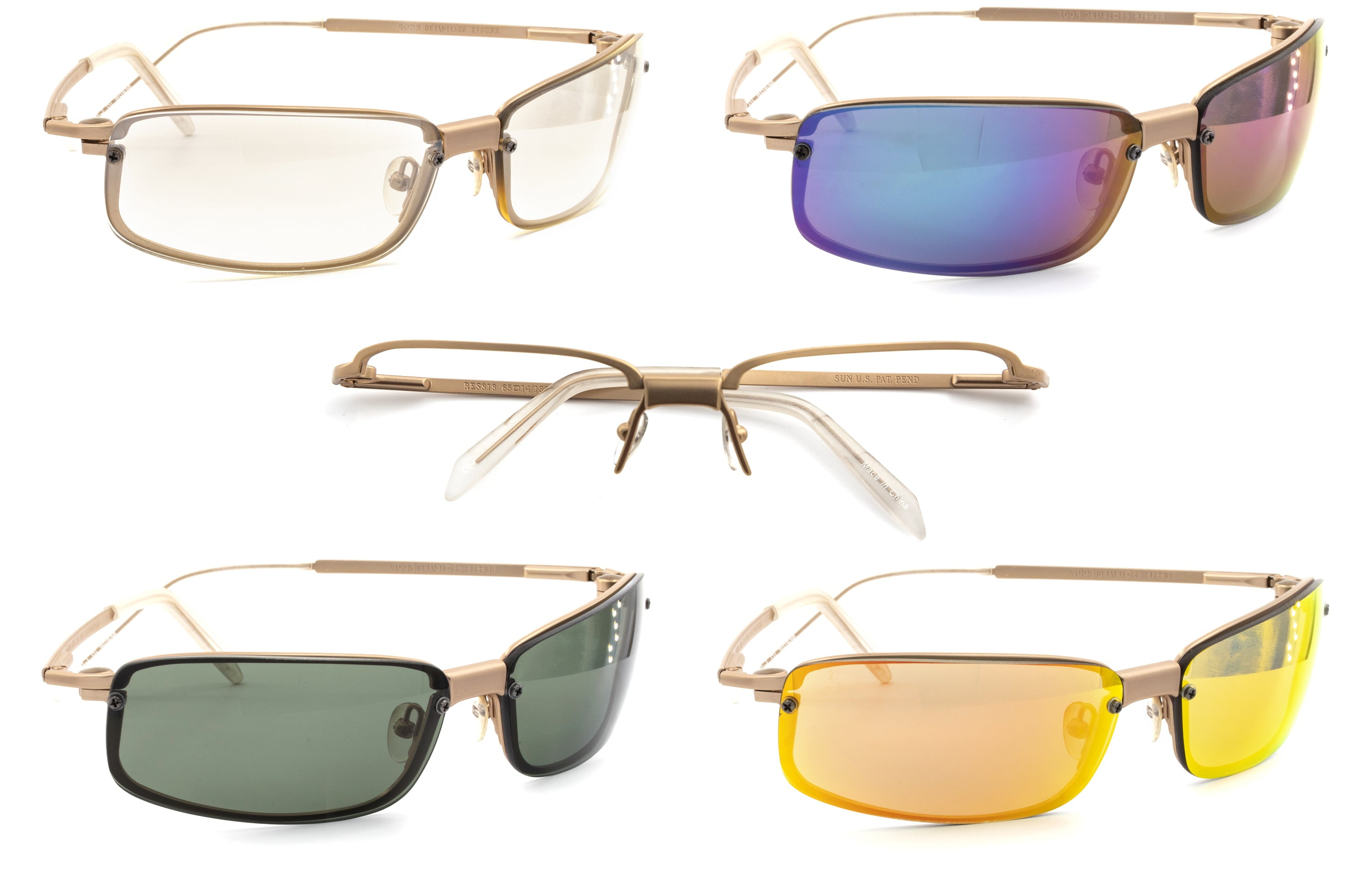 QT-SUN Spex Wrap-Around Rectangle - Kit Pack - 1 Frame w/ 4 Fashionable ...