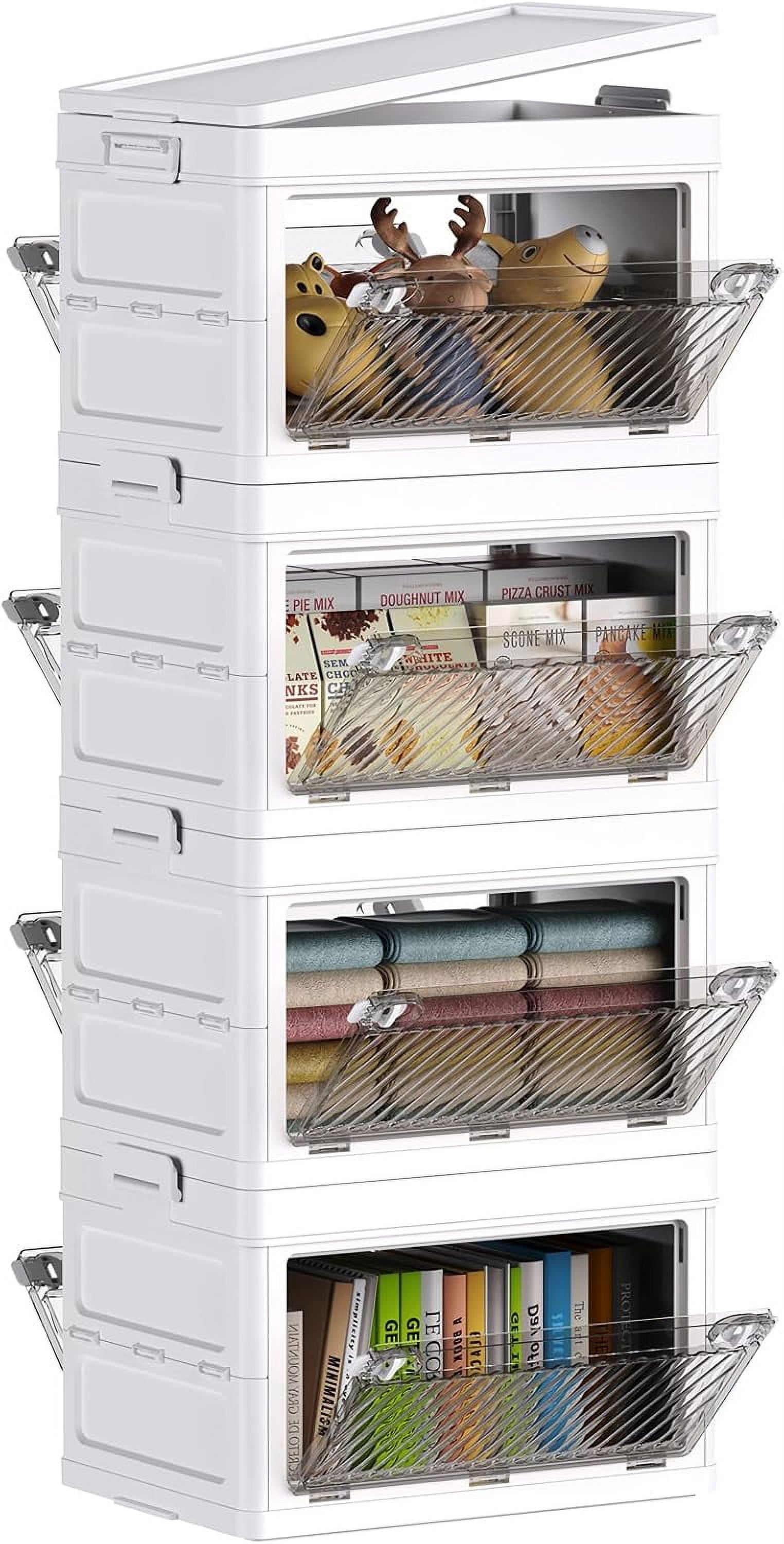 QT Storage Bins with Lids, Tier Stackable Plastic Closet Organizers and ...