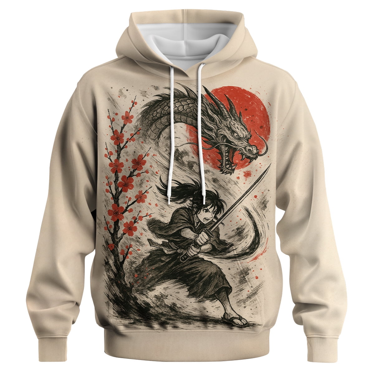 QTAGTESS Samurai Anime Hoodie for Men Japanese Warrior Graphic ...