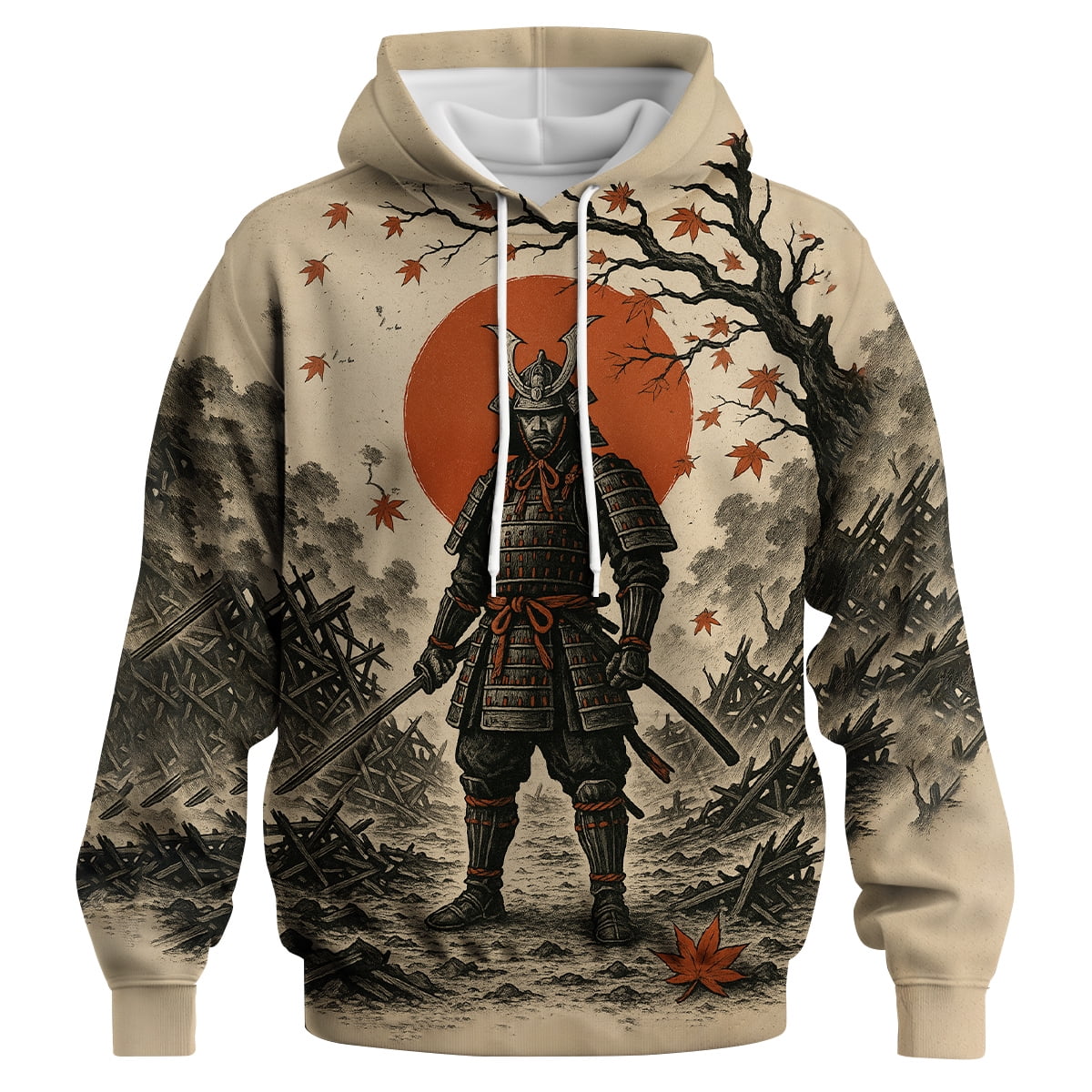 QTAGTESS Samurai Anime Hoodie for Men Japanese Warrior Graphic ...