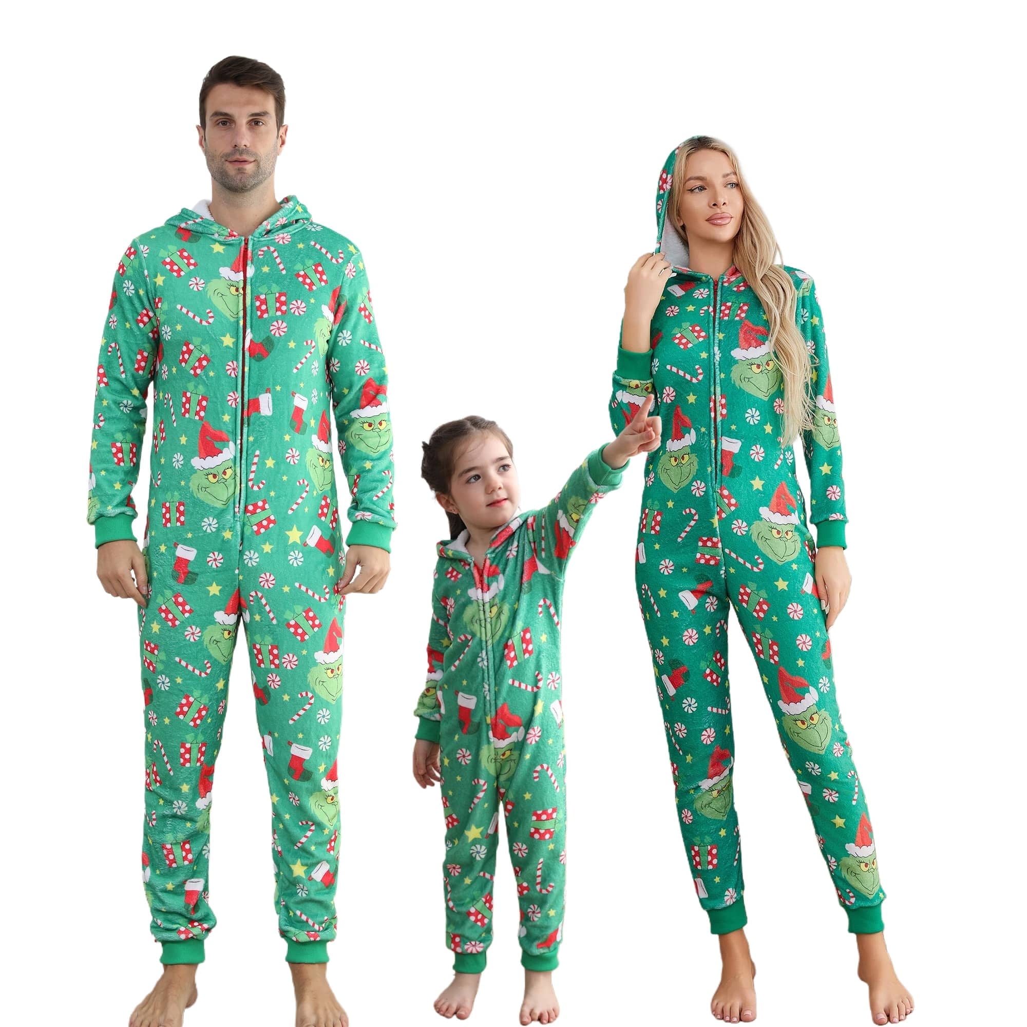QTAMYYDS Family Christmas Onesies Adult & Kids, Jumpsuit Zipper Soft PJ ...