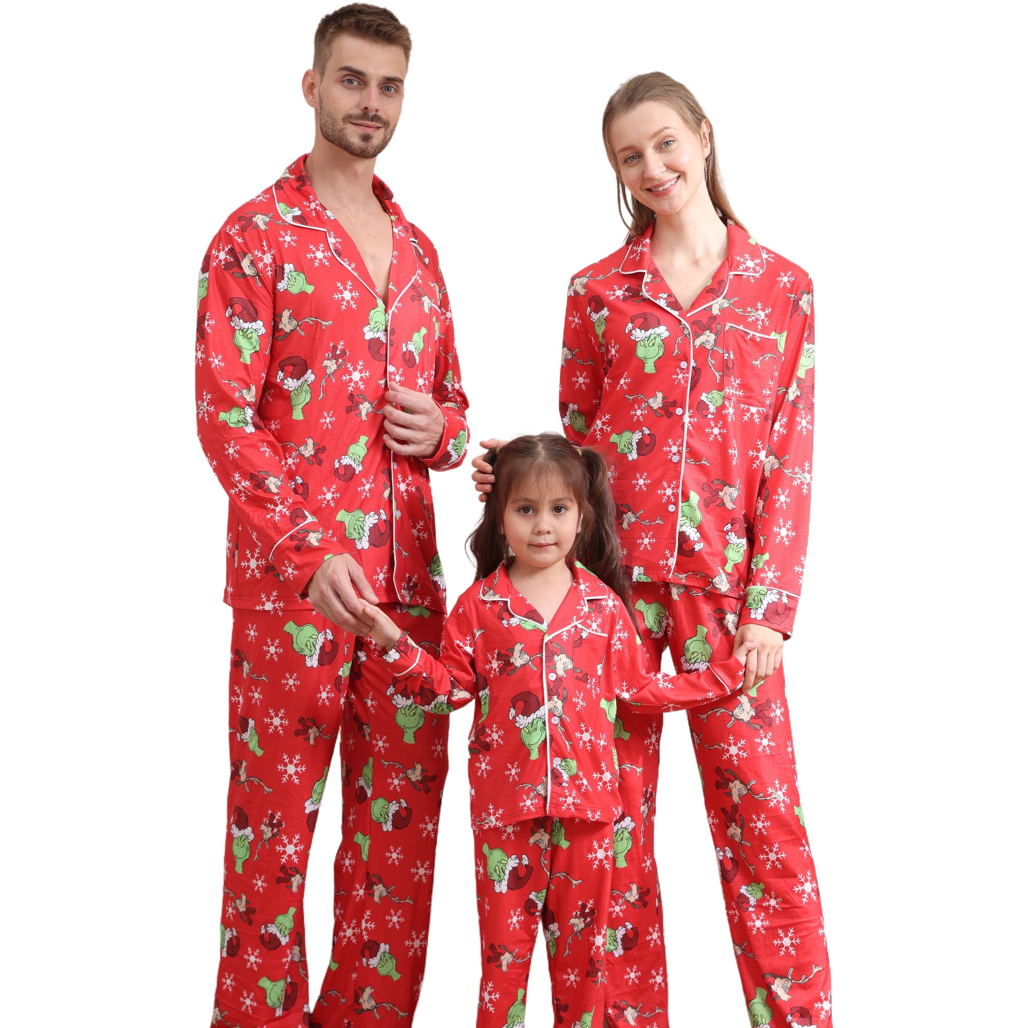 QTAMYYDS Ugly Grinch Christms Pajamas for Family Silk Satin Pajamas ...