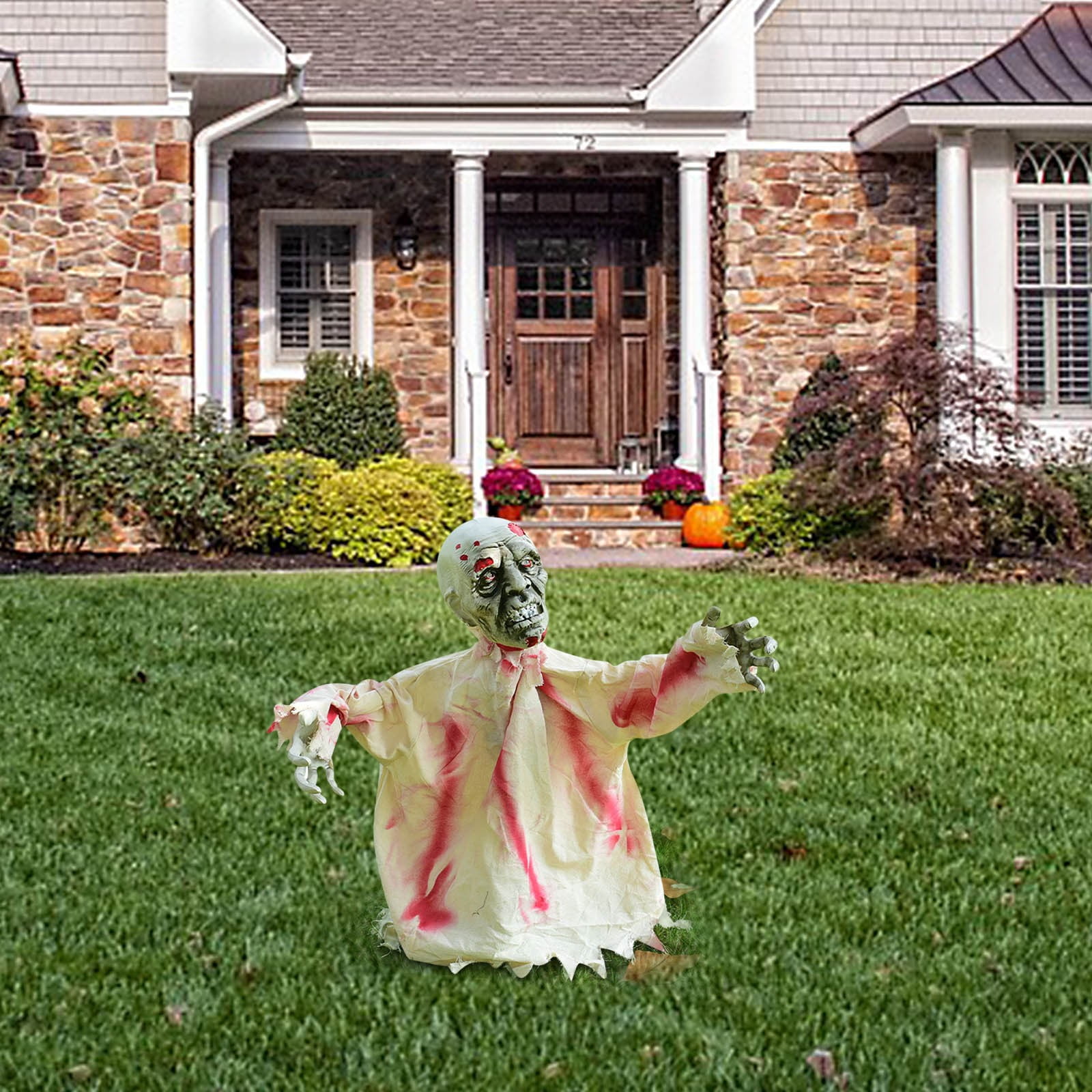 QTBIUQ Halloween Horror Decoration Ground-Inserted Large Swinging Ghost ...