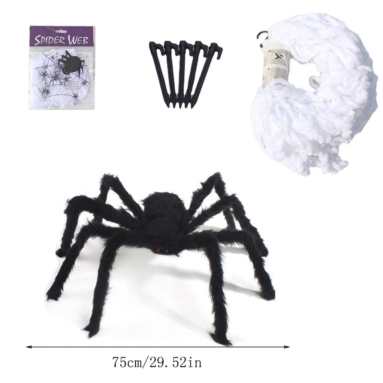 QTBIUQ Spider Webs with Plush Spider Stuffed Cotton, Realistic Horror ...