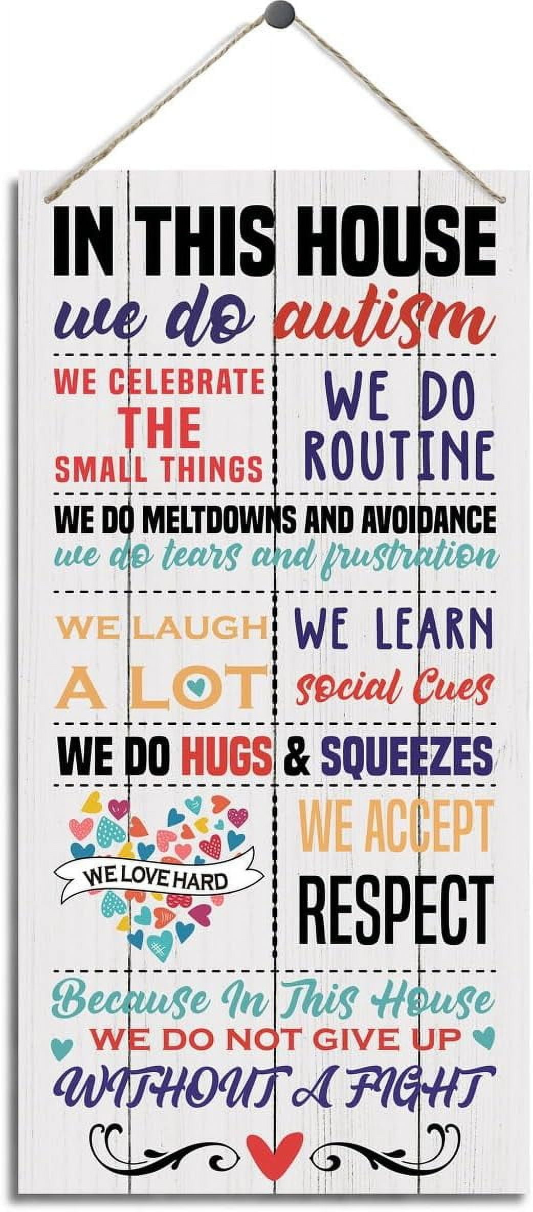 QTGTIR Autism Signs Rustic Door Hanger, Wall Decor Art, Autism ...