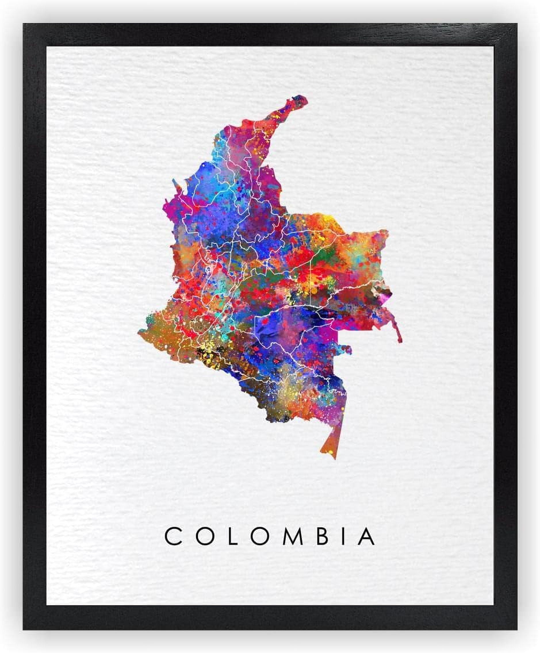 QTH Canvas Poster 8*10 Unframed Colombia Map Watercolor Art Print Map ...