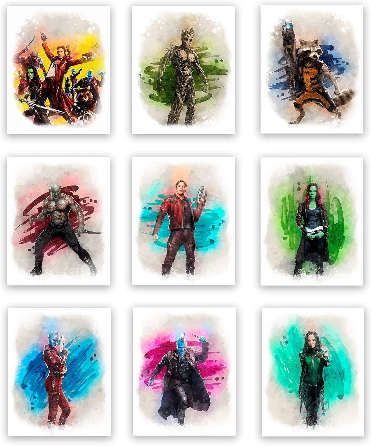 QTH Canvas Poster Guardians of the Galaxy Superhero Watercolor Art ...