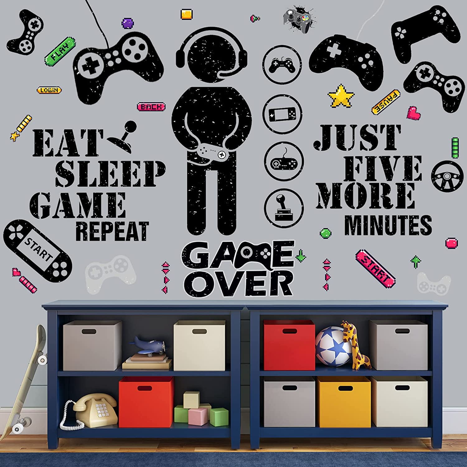 QTH Gaming Wall Decals Sticker Gamer Decals Boys Room Decals Video Game ...