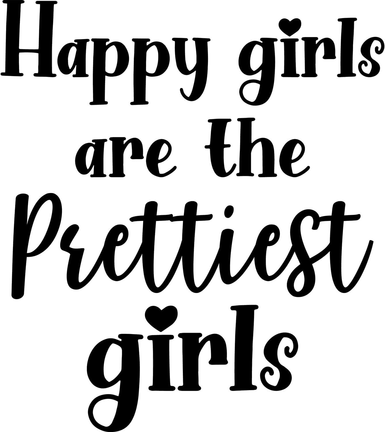 QTH Happy Girls are The Prettiest Girls Wall Sticker Inspirational Wall ...