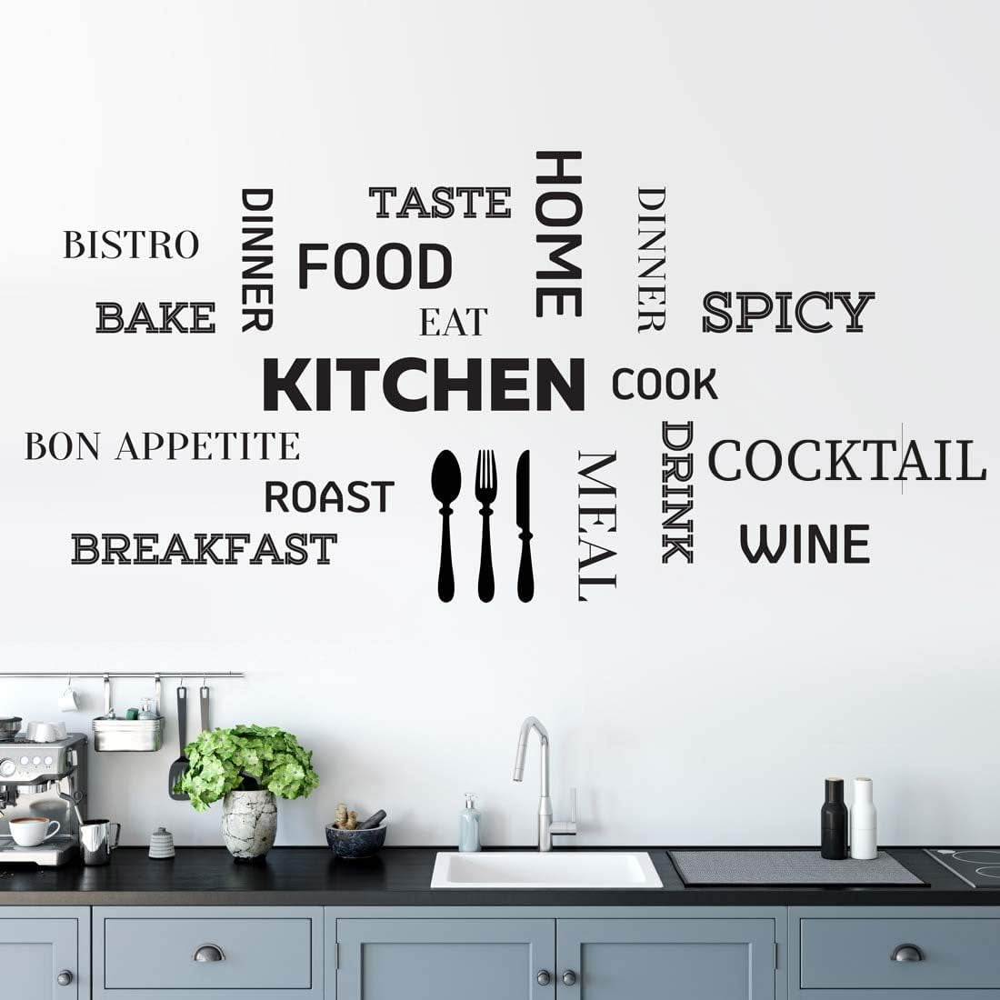 QTH Kitchen Wall Sticker Quote Motivating Lettering Home Wall Decor ...