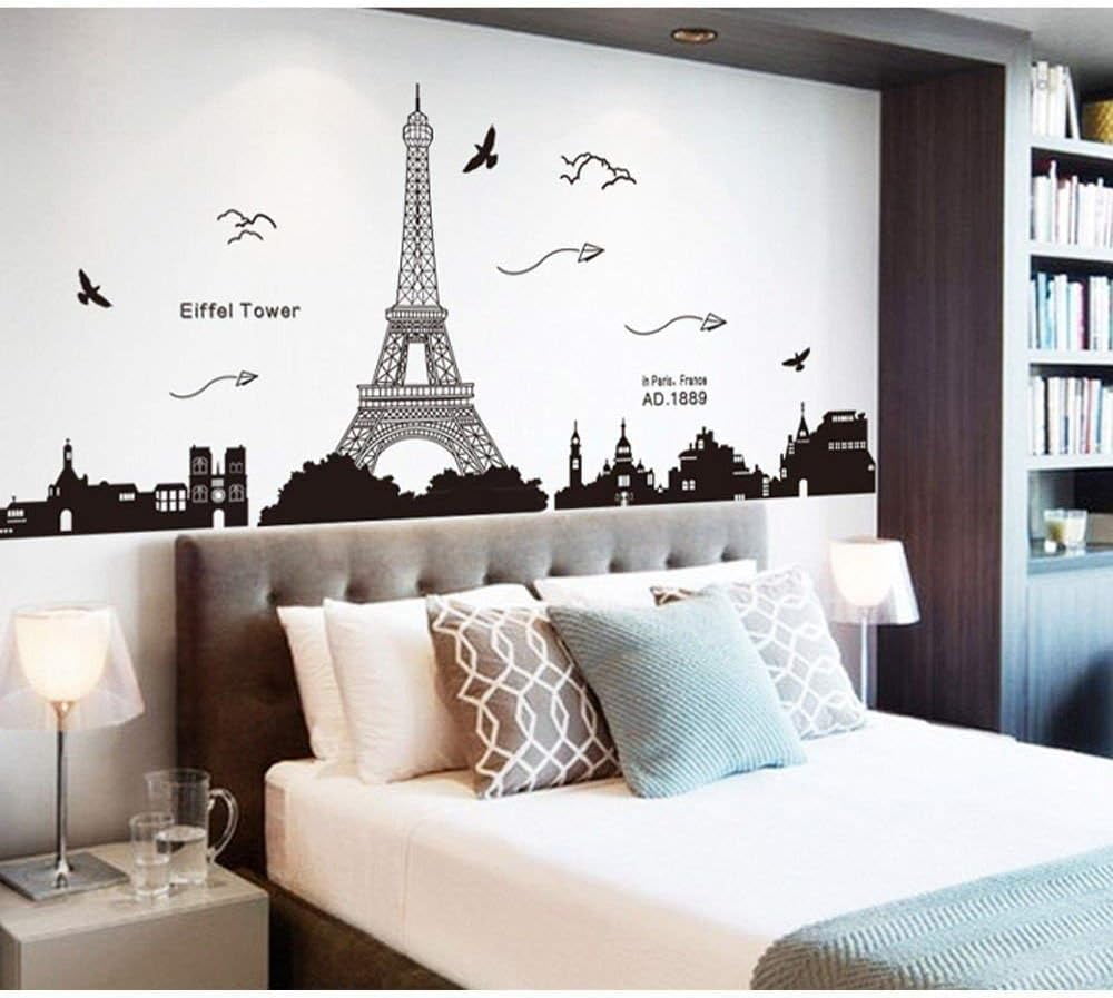 QTH Paris Eiffel Tower Wall Art Decal Vinyl Wall Sticker Decal Living ...