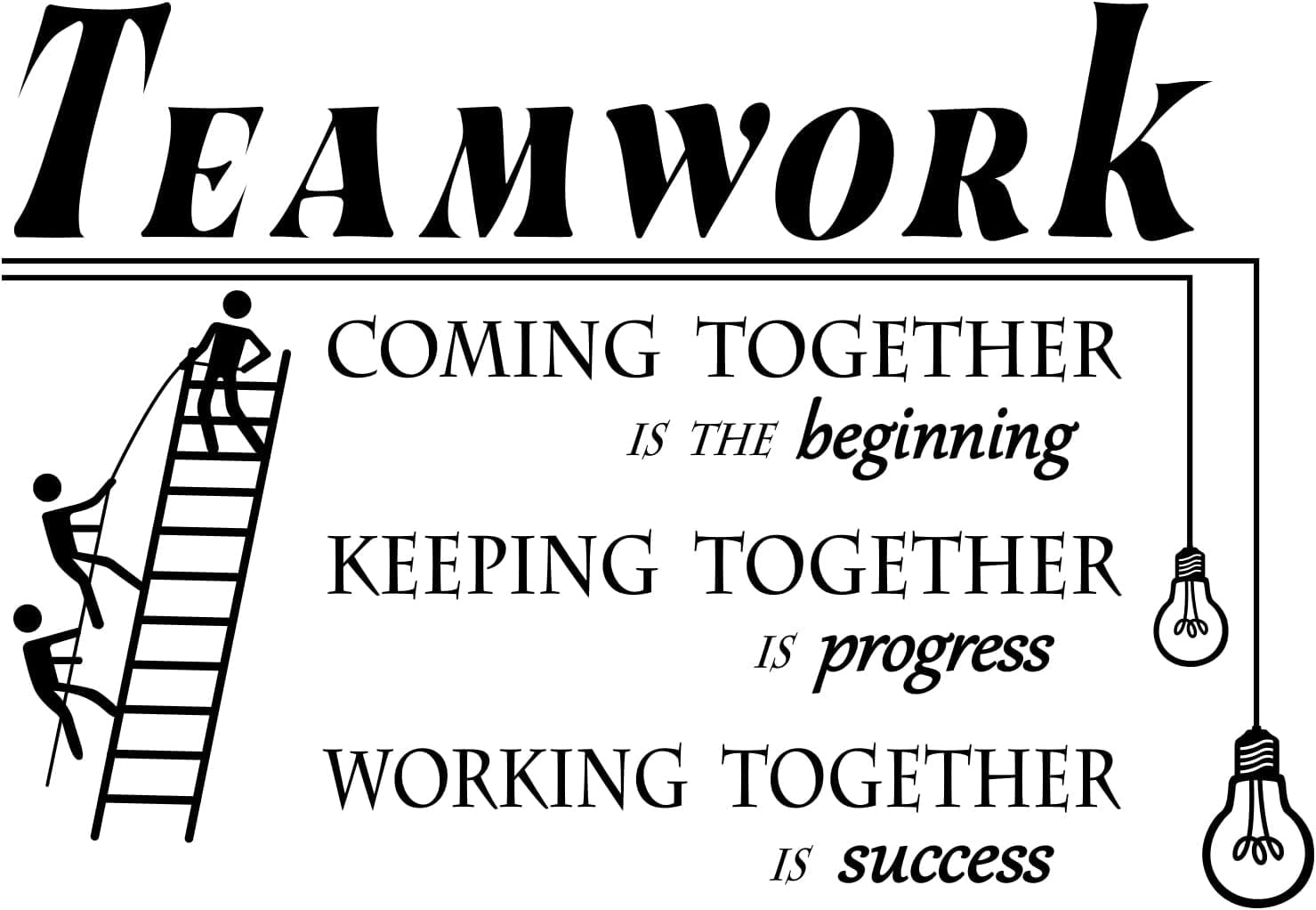 QTH Teamwork Inspirational Quotes Wall Stickers, Peel and Stick Wall ...