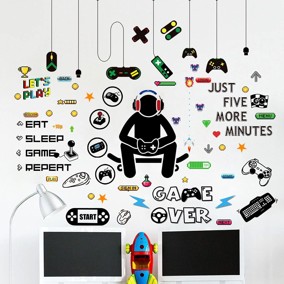QTH Video Game Wall Decal, Game Controller Wall Decals, Video Gamer ...