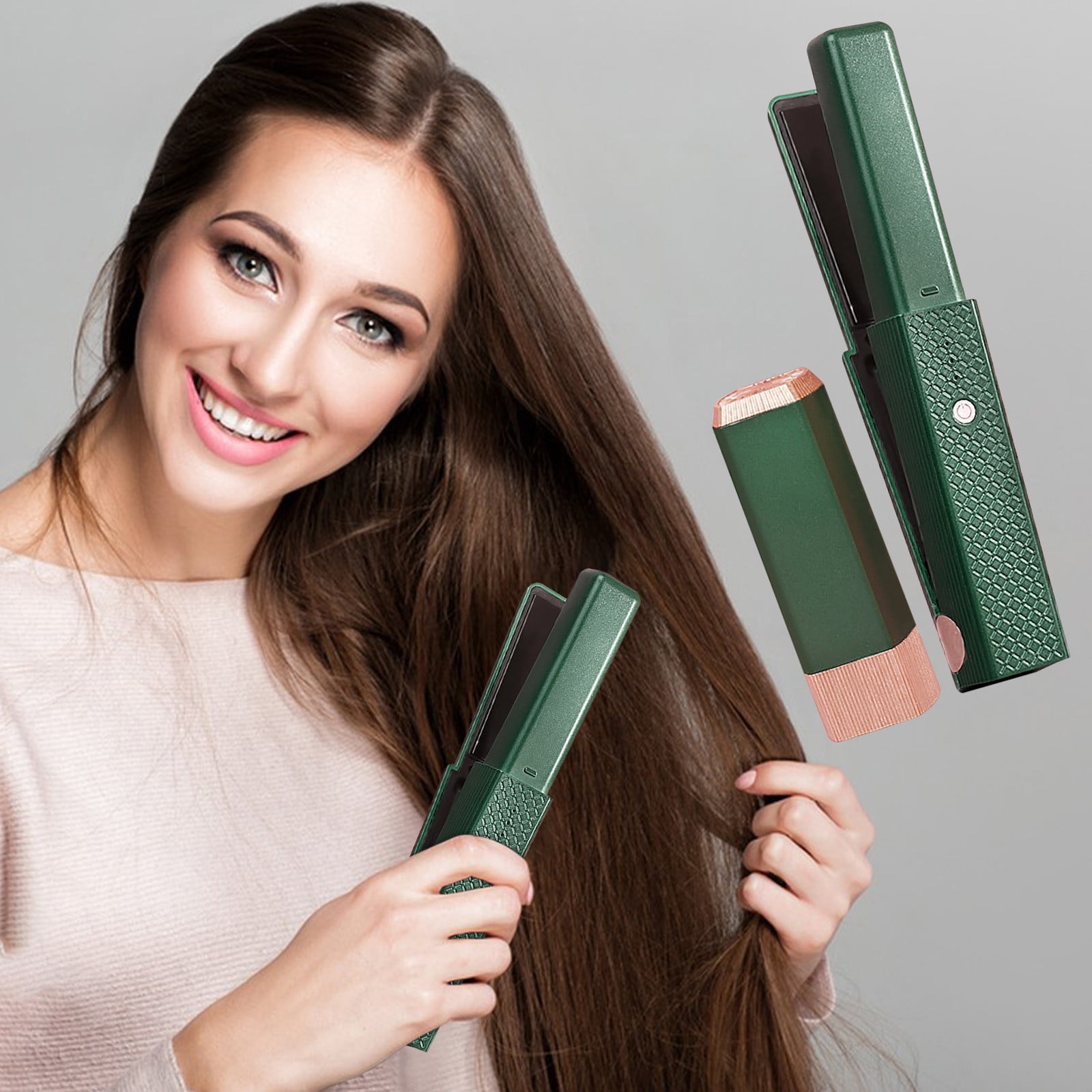 QTOCIO Bathroom Accessories, Hair Straightening Comb Curling Iron Mini ...