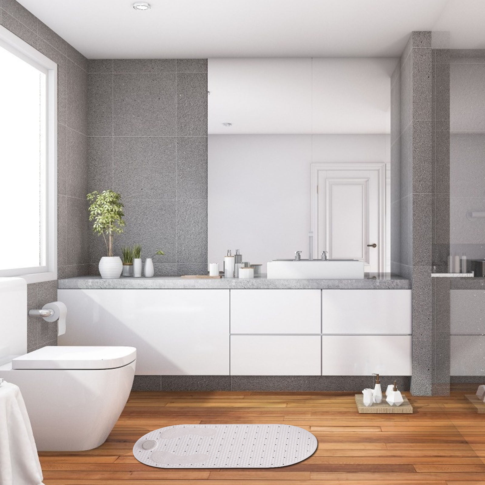 QTOCIO Floor Mats, Foot Massage Bathtub Mat With Pumice Stone And ...