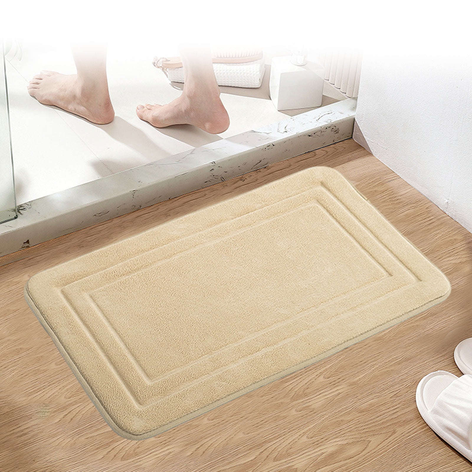 QTOCIO Floor Mats, Light Luxury Bathroom Memory Foam Absorbent Bathroom ...