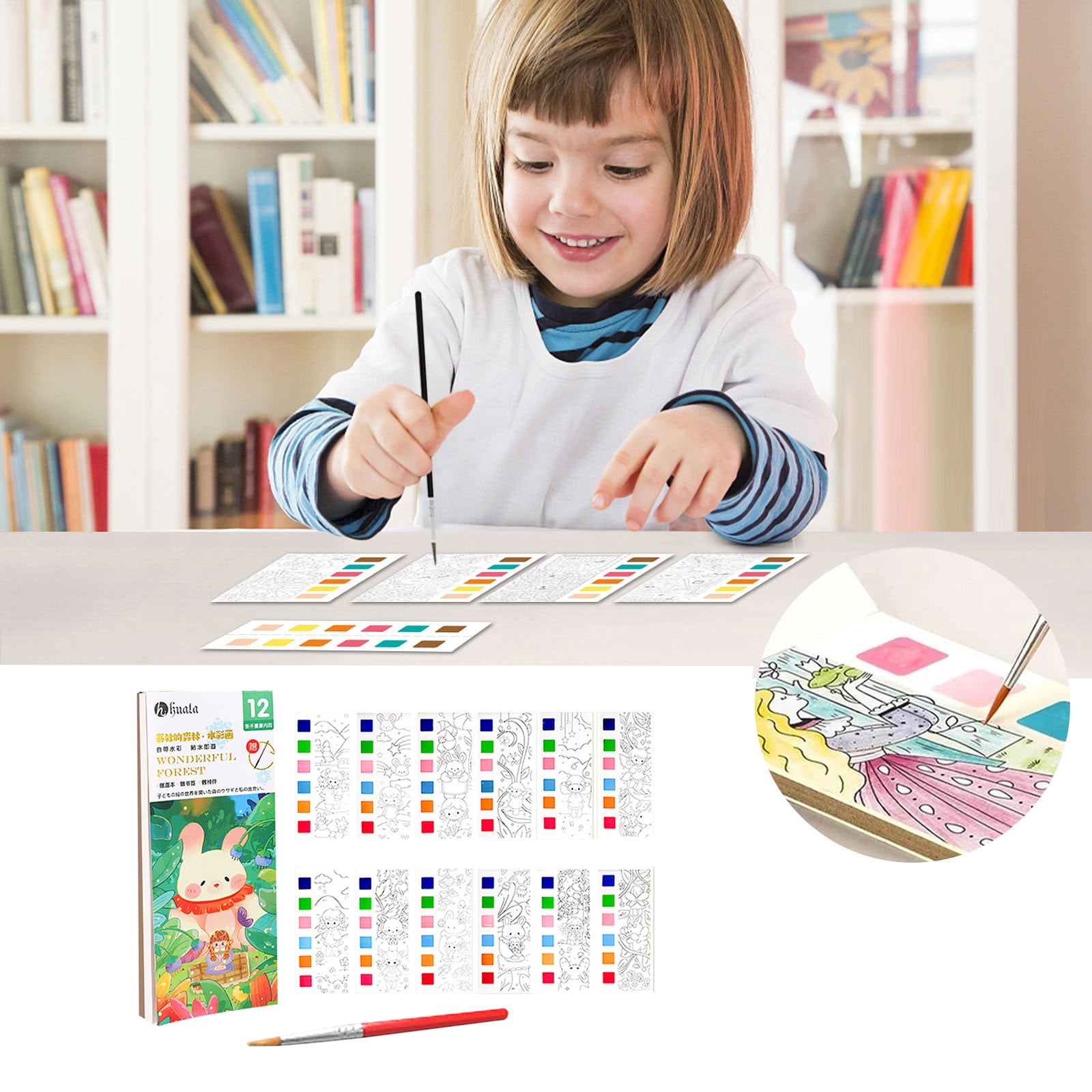 QTOCIO Home Decor, Gouache Graffiti Picture Book Light Color Filling ...