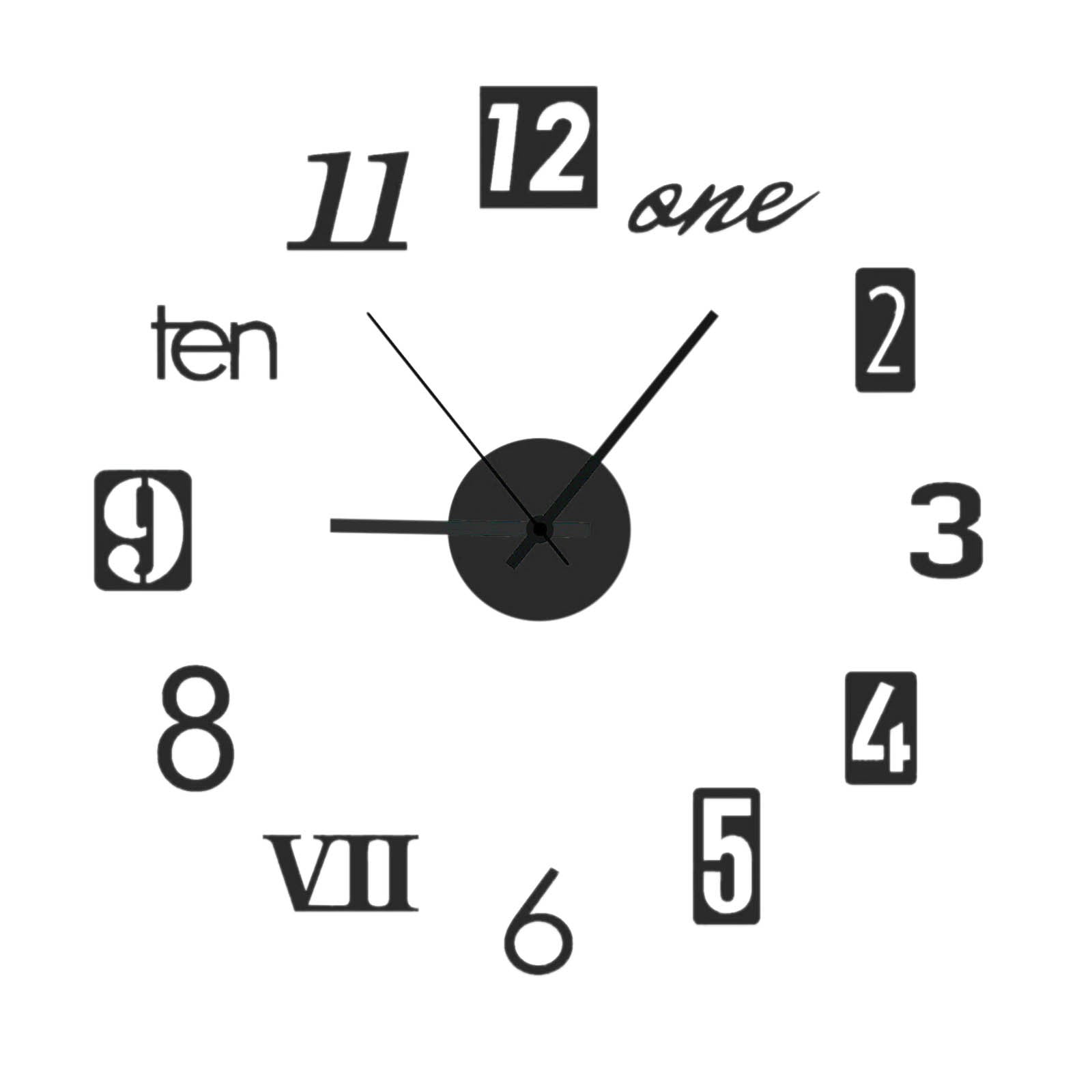 QTOCIO Home Decor, Large Wall Clock Watch DIY Sticker Wall Clocks Pared ...